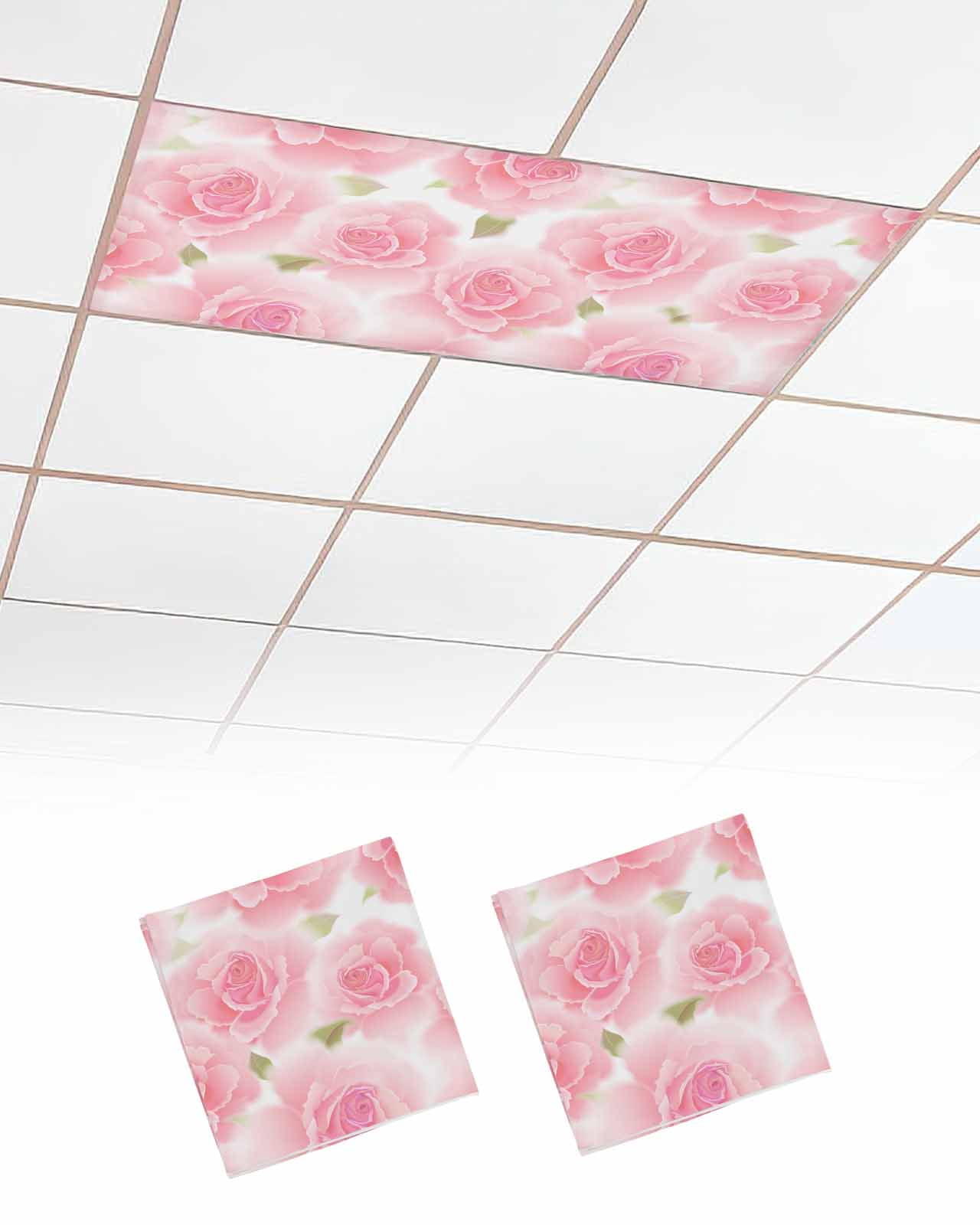 Fluorescent Light Covers for Ceiling Lights 2 Pack, Pink Spring Floral ...