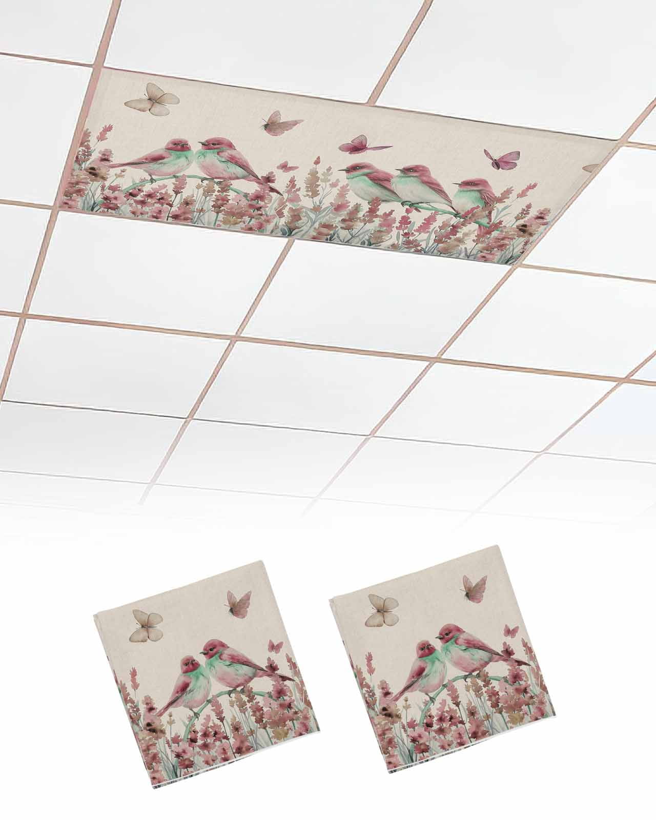 Fluorescent Light Covers for Ceiling Lights 2 Pack, Pink Spring Floral ...