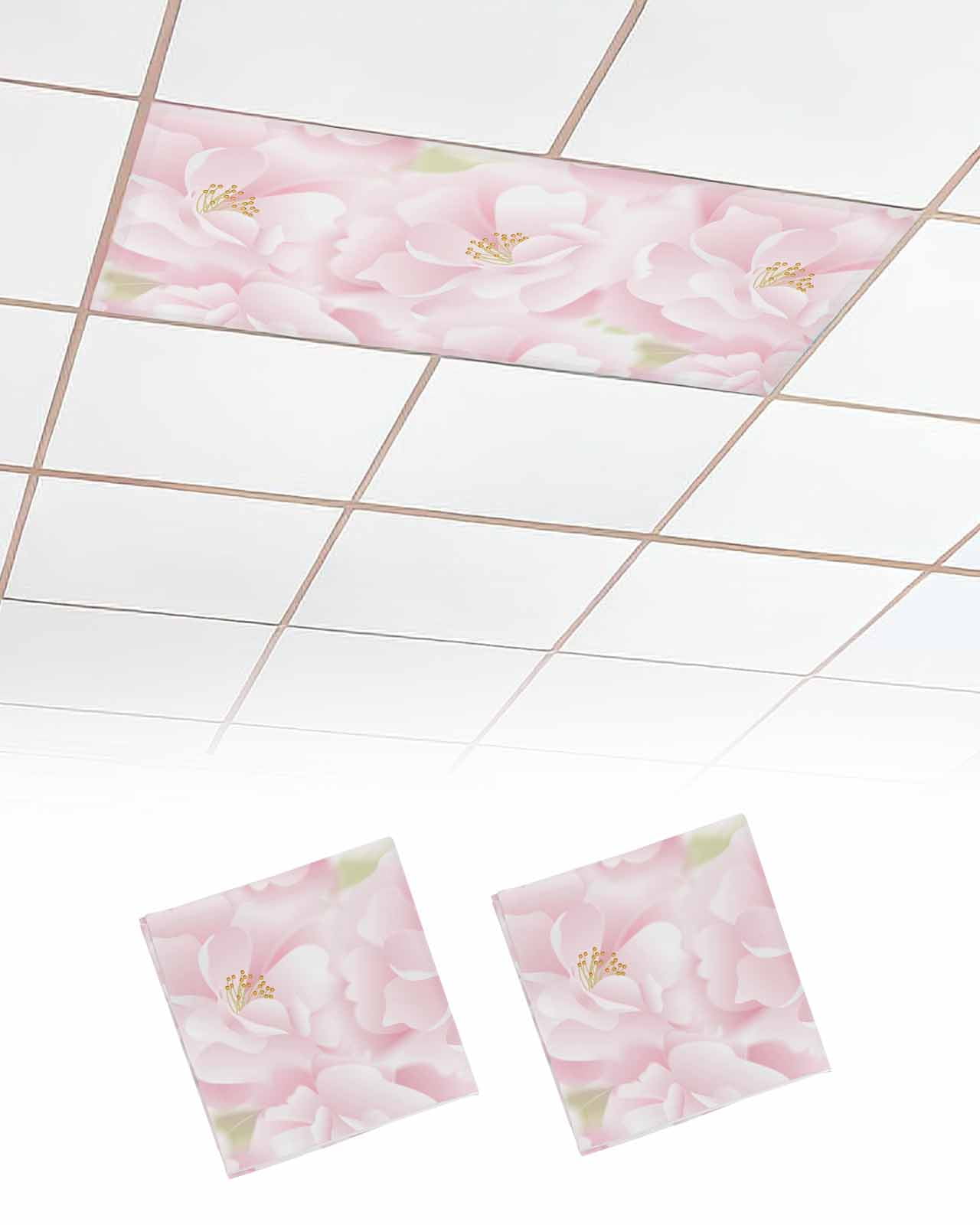 Fluorescent Light Covers for Ceiling Lights 2 Pack, Pink Spring Floral ...