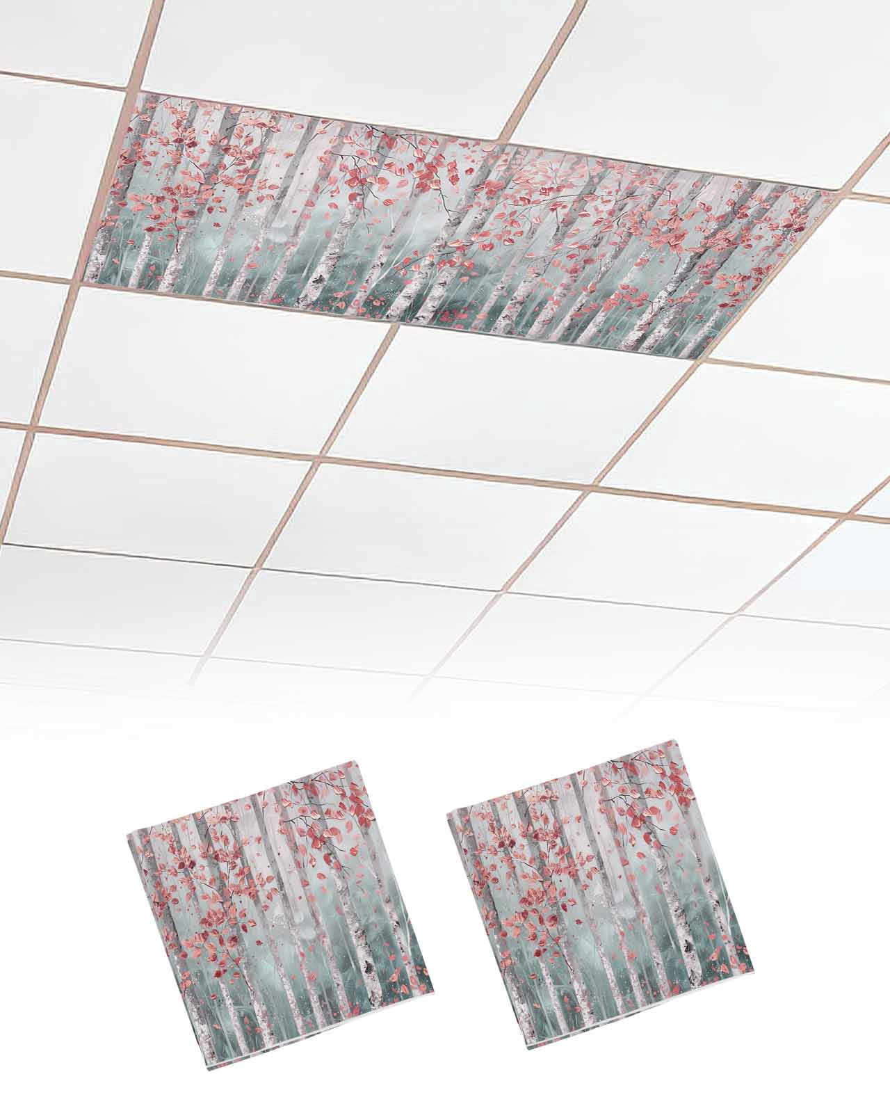 Fluorescent Light Covers for Ceiling Lights 2 Pack, Pink Teal Forest ...