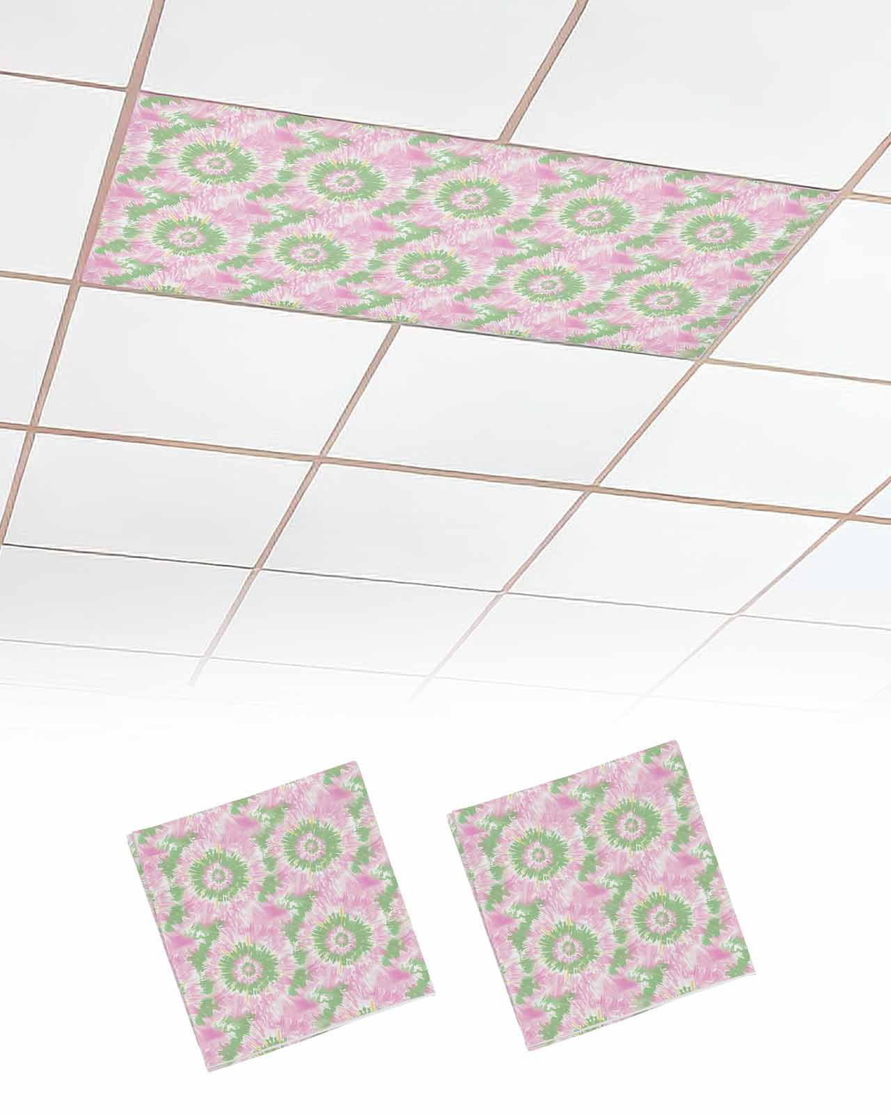 Fluorescent Light Covers for Ceiling Lights 2 Pack, Pink Teal Magnetic ...