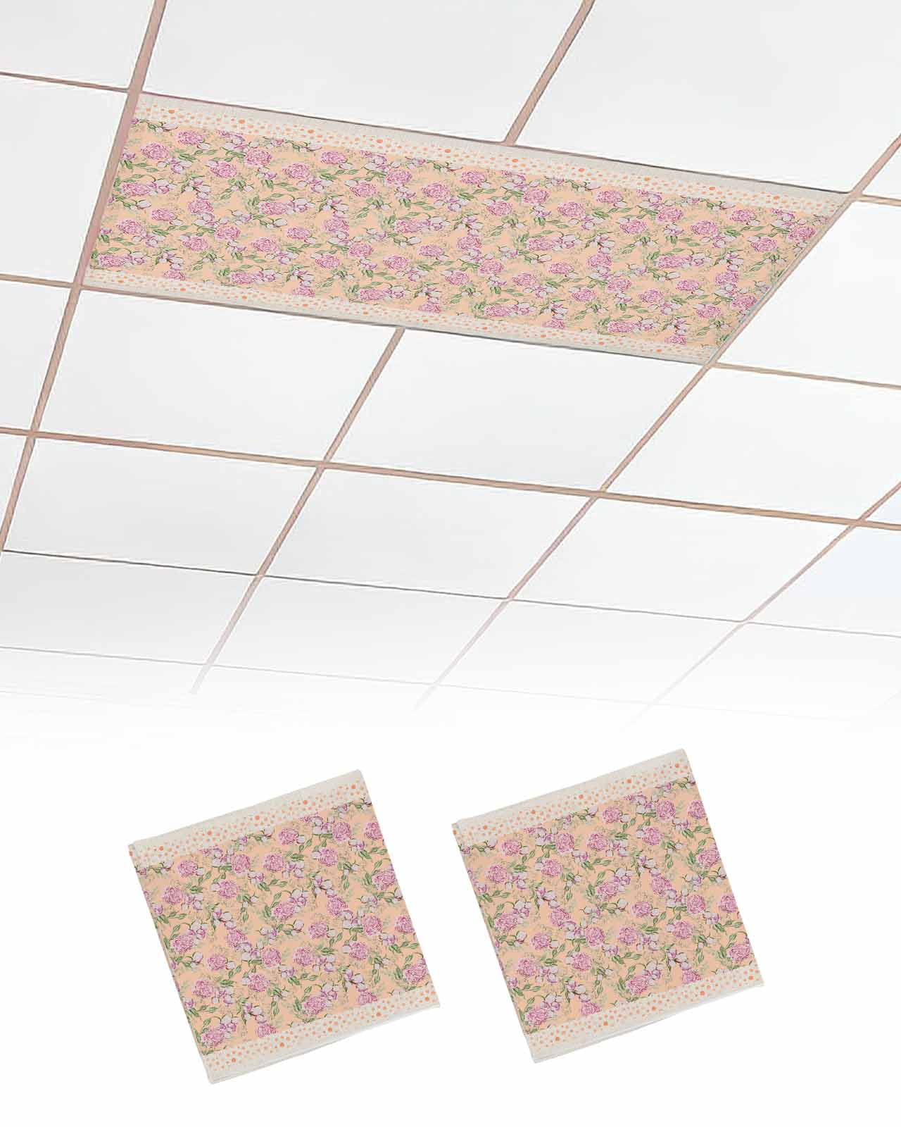 Fluorescent Light Covers for Ceiling Lights 2 Pack, Spring Floral ...