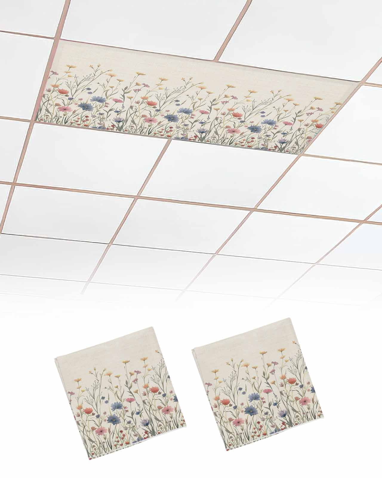 Fluorescent Light Covers for Ceiling Lights 2 Pack, Spring Floral ...