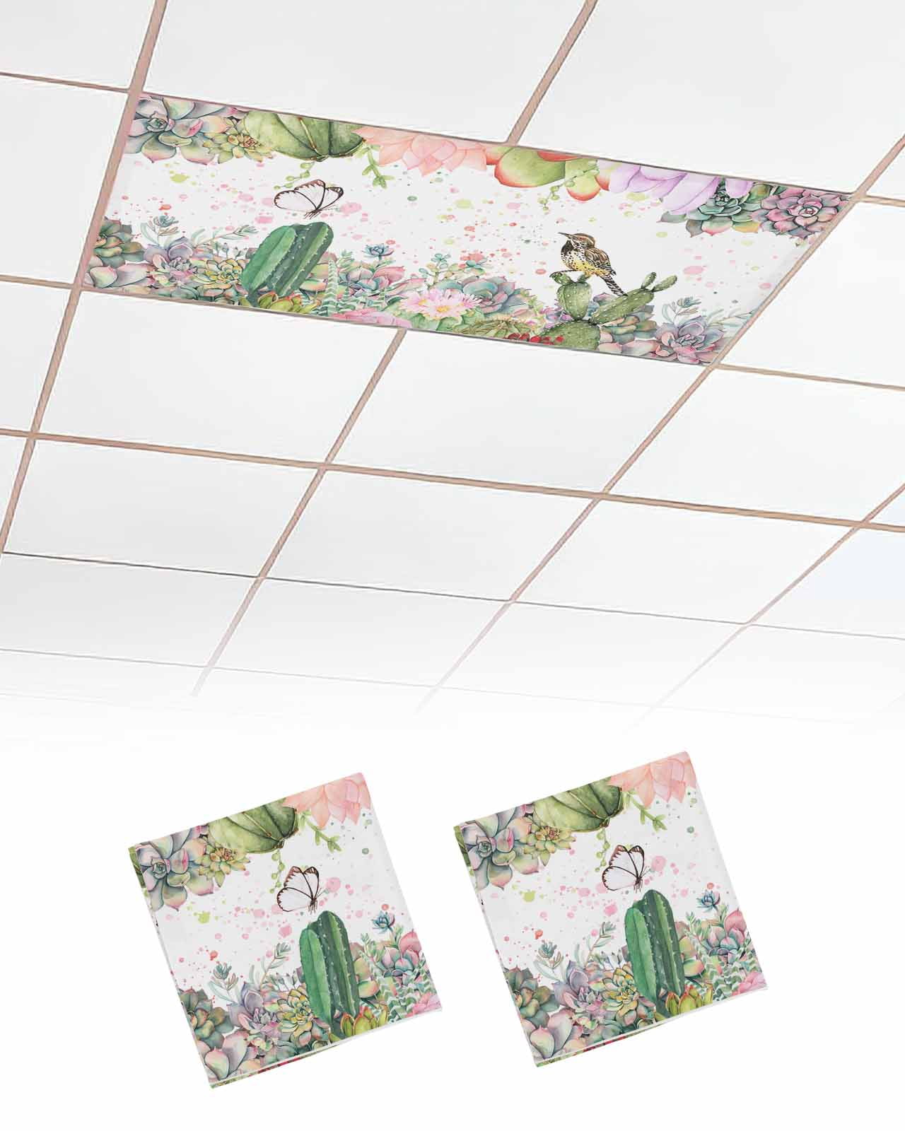 Fluorescent Light Covers for Ceiling Lights 2 Pack,Summer Botanical ...