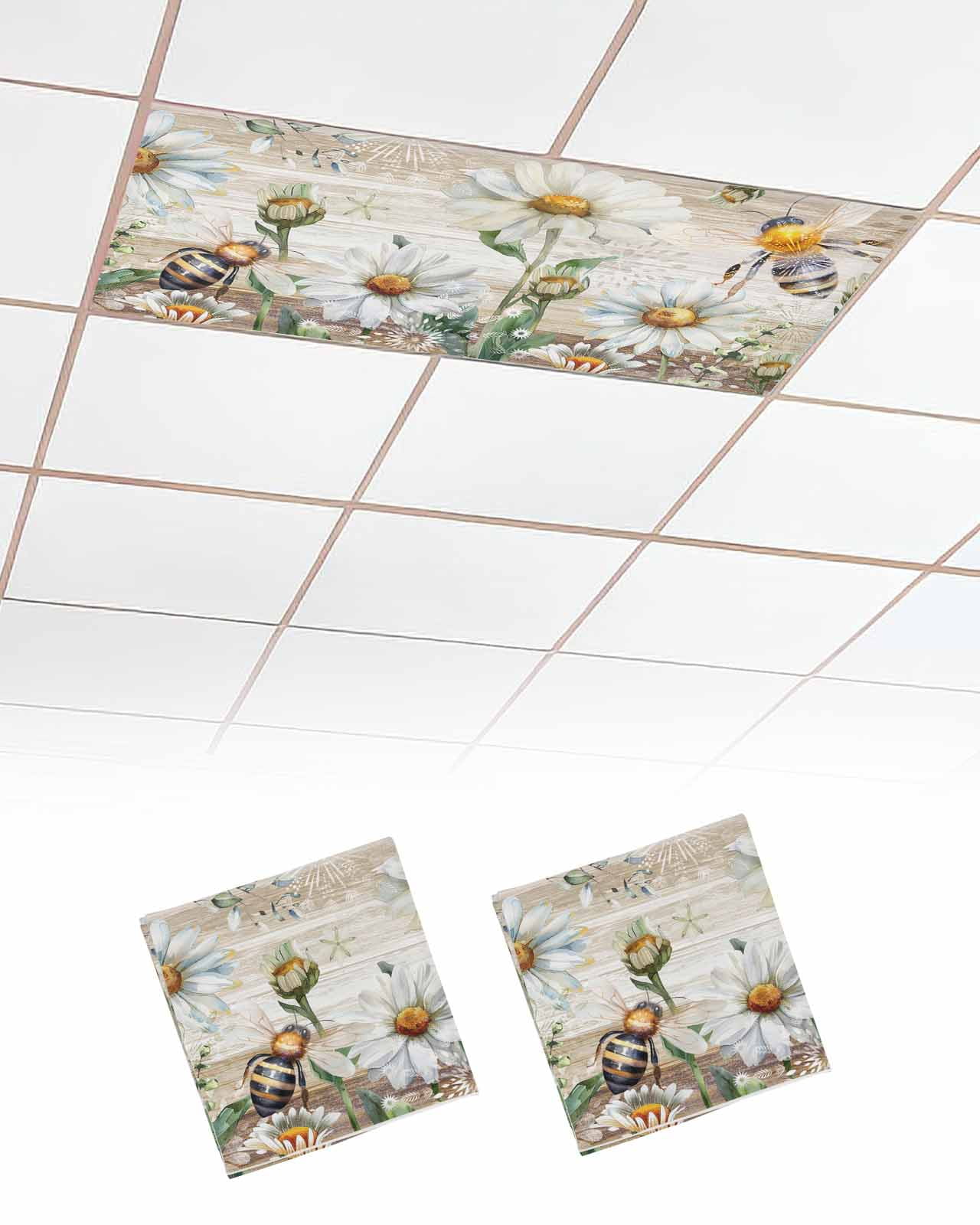 Fluorescent Light Covers for Ceiling Lights 2 Pack,Summer Botanical ...