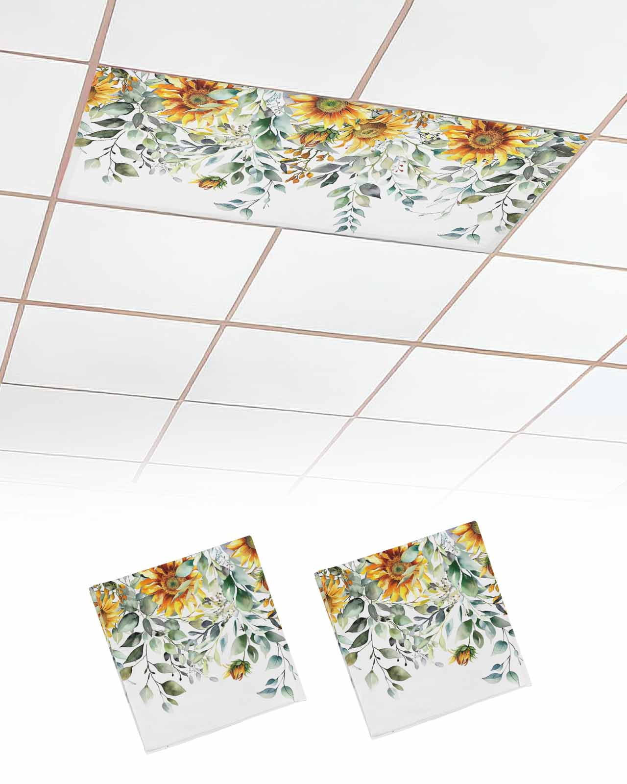 Fluorescent Light Covers for Ceiling Lights 2 Pack, Sunflowers Magnetic ...