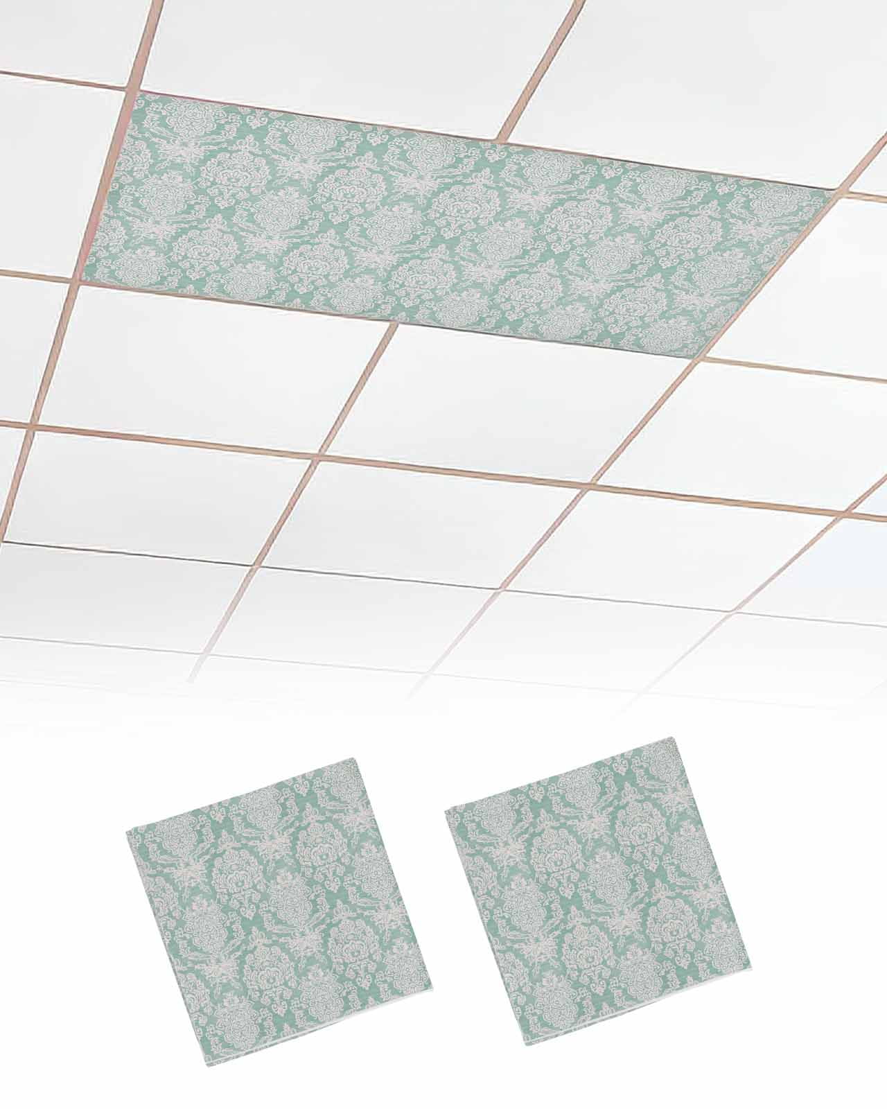 Fluorescent Light Covers for Ceiling Lights 2 Pack, Teal Boho Magnetic ...