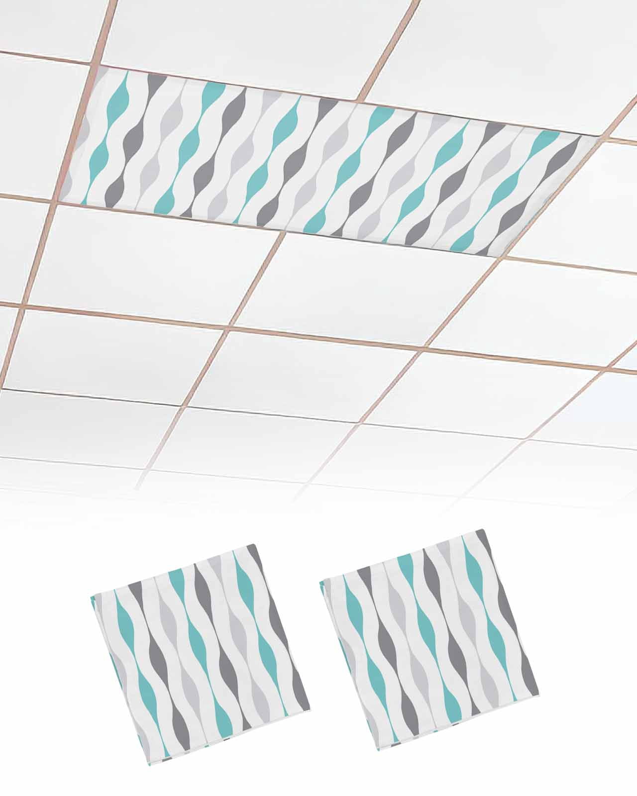 Fluorescent Light Covers for Ceiling Lights 2 Pack, Teal Grey Magnetic ...
