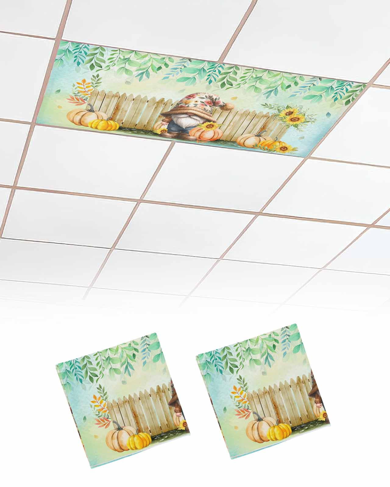 Fluorescent Light Covers for Ceiling Lights 2 Pack, Turquoise Gnomes ...