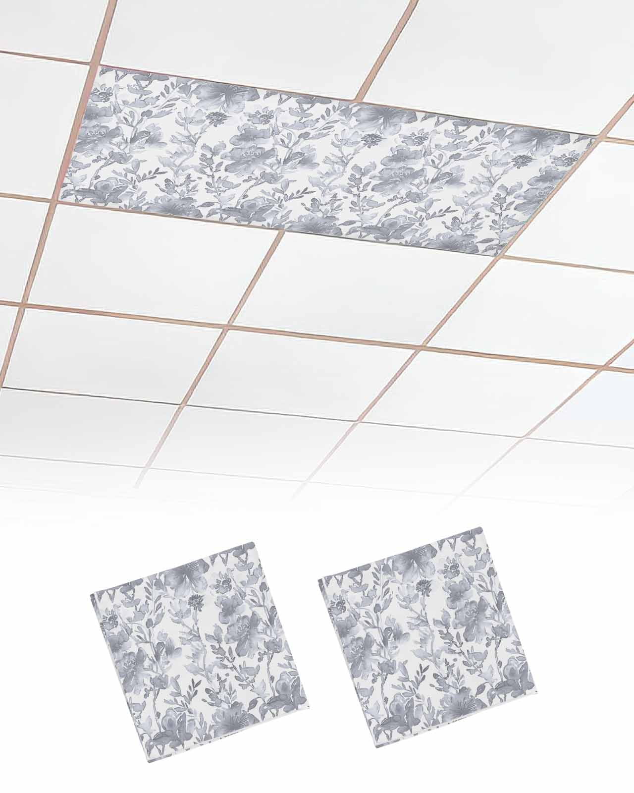 Fluorescent Light Covers for Ceiling Lights 2 Pack, Watercolor Grey ...