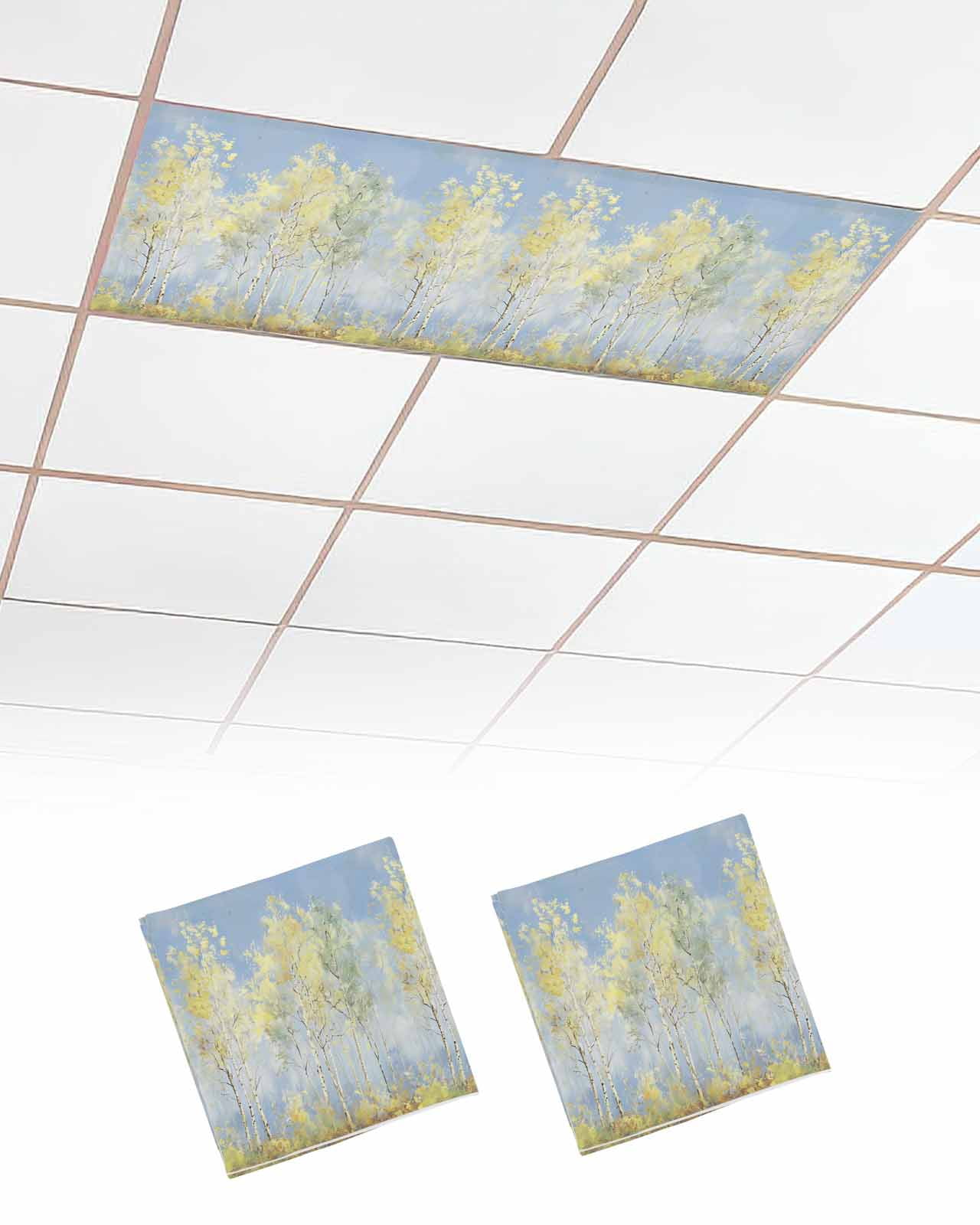 Fluorescent Light Covers for Ceiling Lights 2 Pack, Yellow Blue Vintage ...