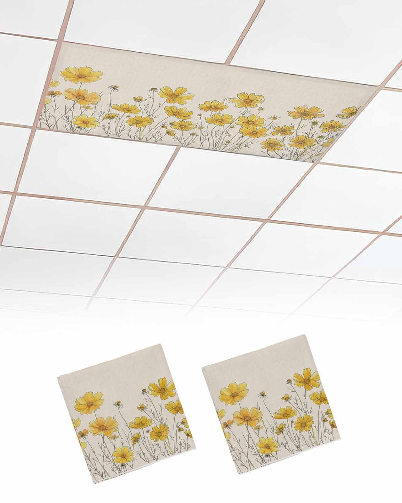 Fluorescent Light Covers for Ceiling Lights 2 Pack, Yellow Spring ...