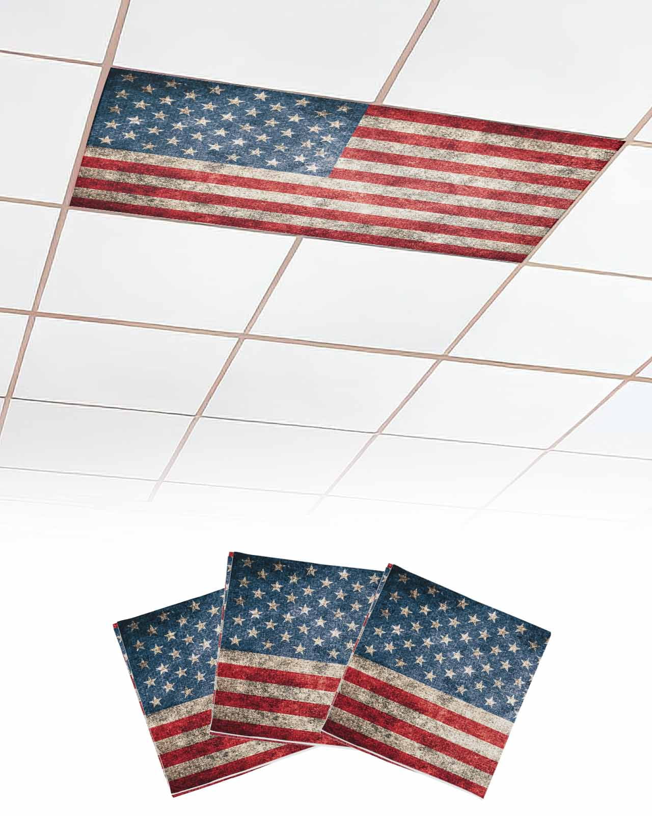 Fluorescent Light Covers for Ceiling Lights 3 Pack, American Flag ...