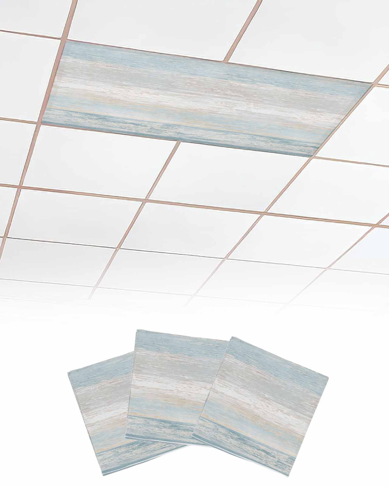 Fluorescent Light Covers for Ceiling Lights 3 Pack, Blue Beige ...