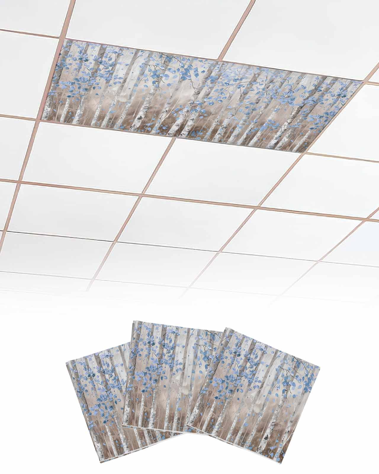 Fluorescent Light Covers for Ceiling Lights 3 Pack, Blue Brown Forest ...