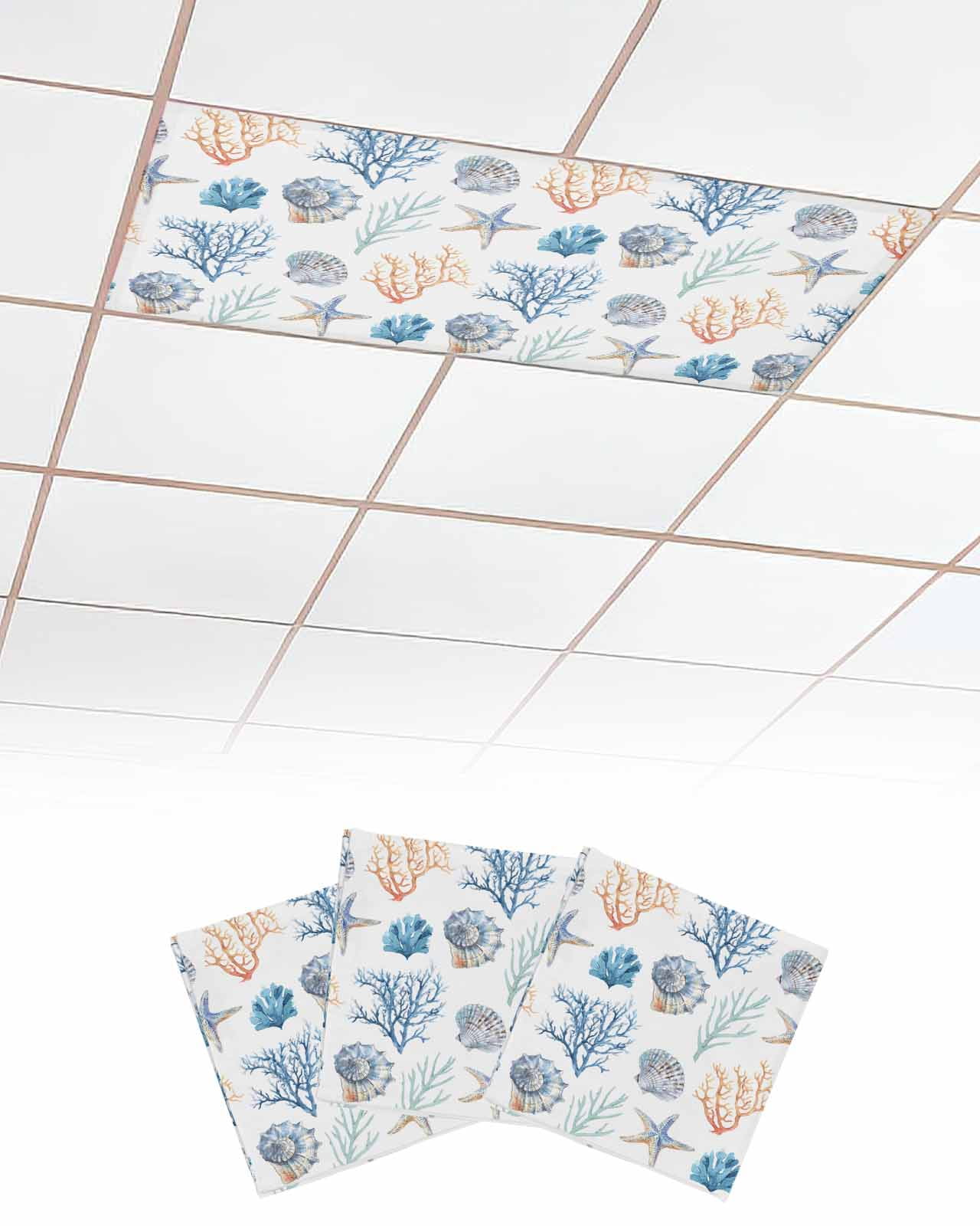 Fluorescent Light Covers for Ceiling Lights 3 Pack,Blue Coral Magnetic ...