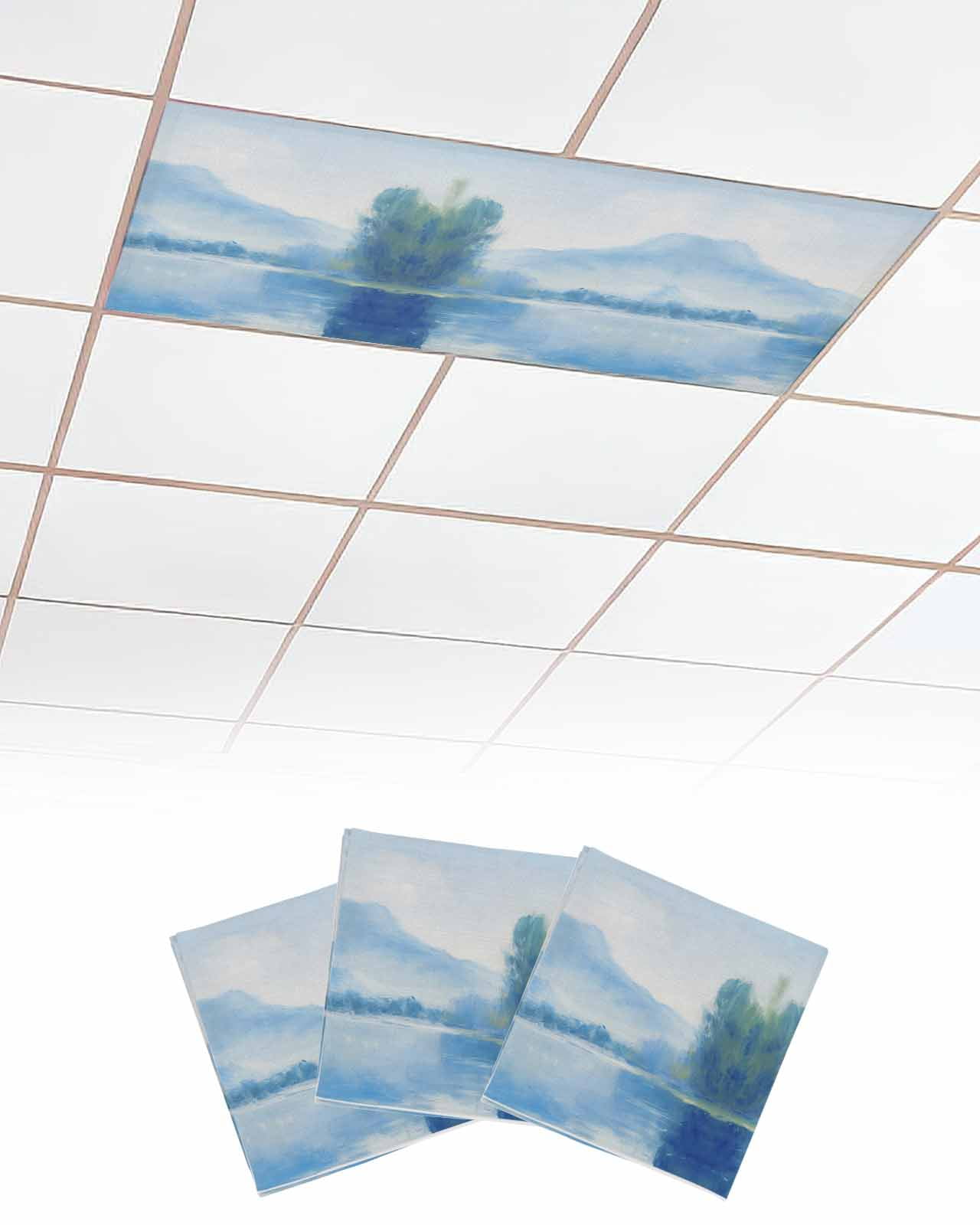 Fluorescent Light Covers for Ceiling Lights 3 Pack, Blue Ombre Magnetic ...