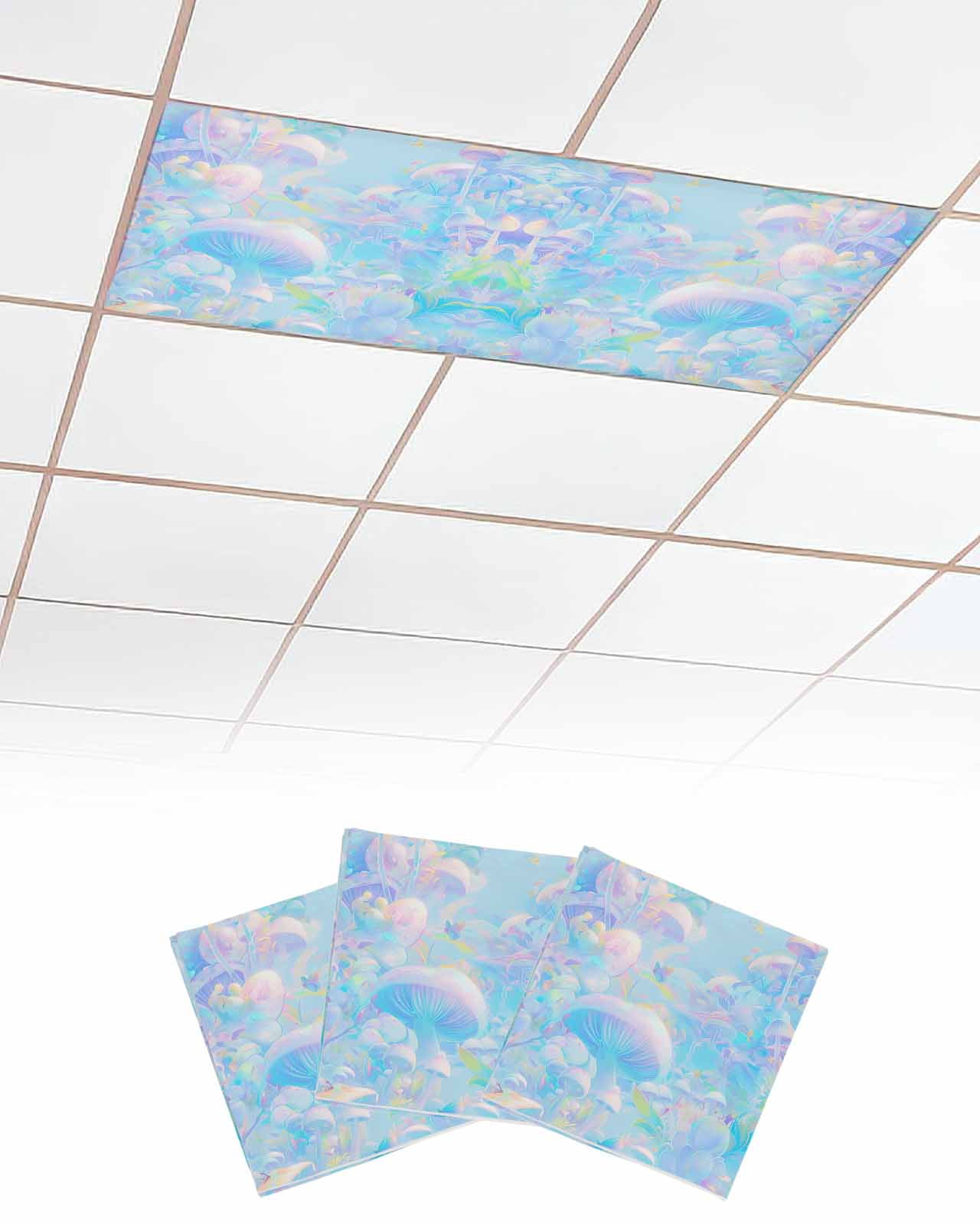 Fluorescent Light Covers for Ceiling Lights 3 Pack, Blue Pink Mshroom ...