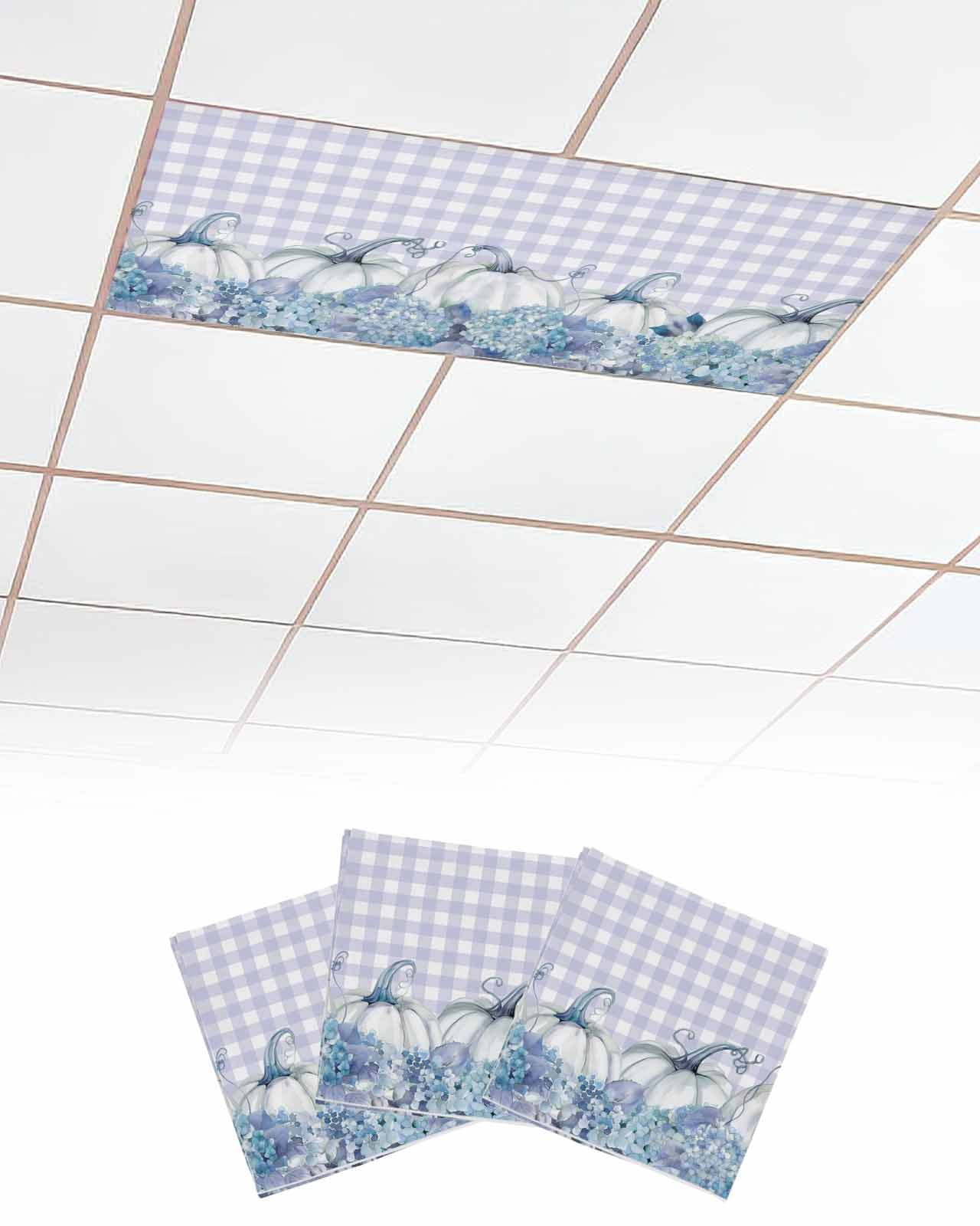 Fluorescent Light Covers for Ceiling Lights 3 Pack, Blue Pumpkins ...