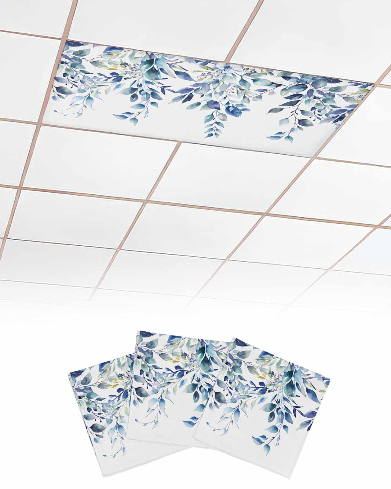 Fluorescent Light Covers for Ceiling Lights 3 Pack, Blue Teal ...