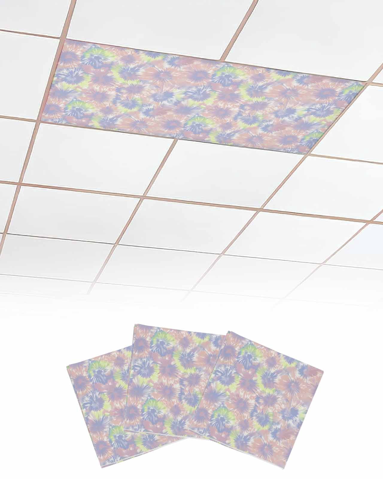 Fluorescent Light Covers for Ceiling Lights 3 Pack,Blue Yellow Orange ...