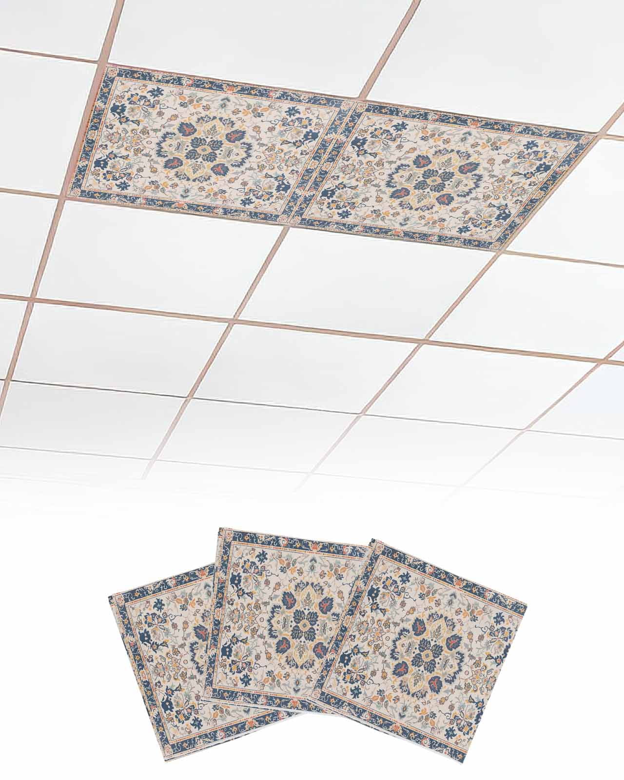 Fluorescent Light Covers for Ceiling Lights 3 Pack,Boho Blue Orange ...