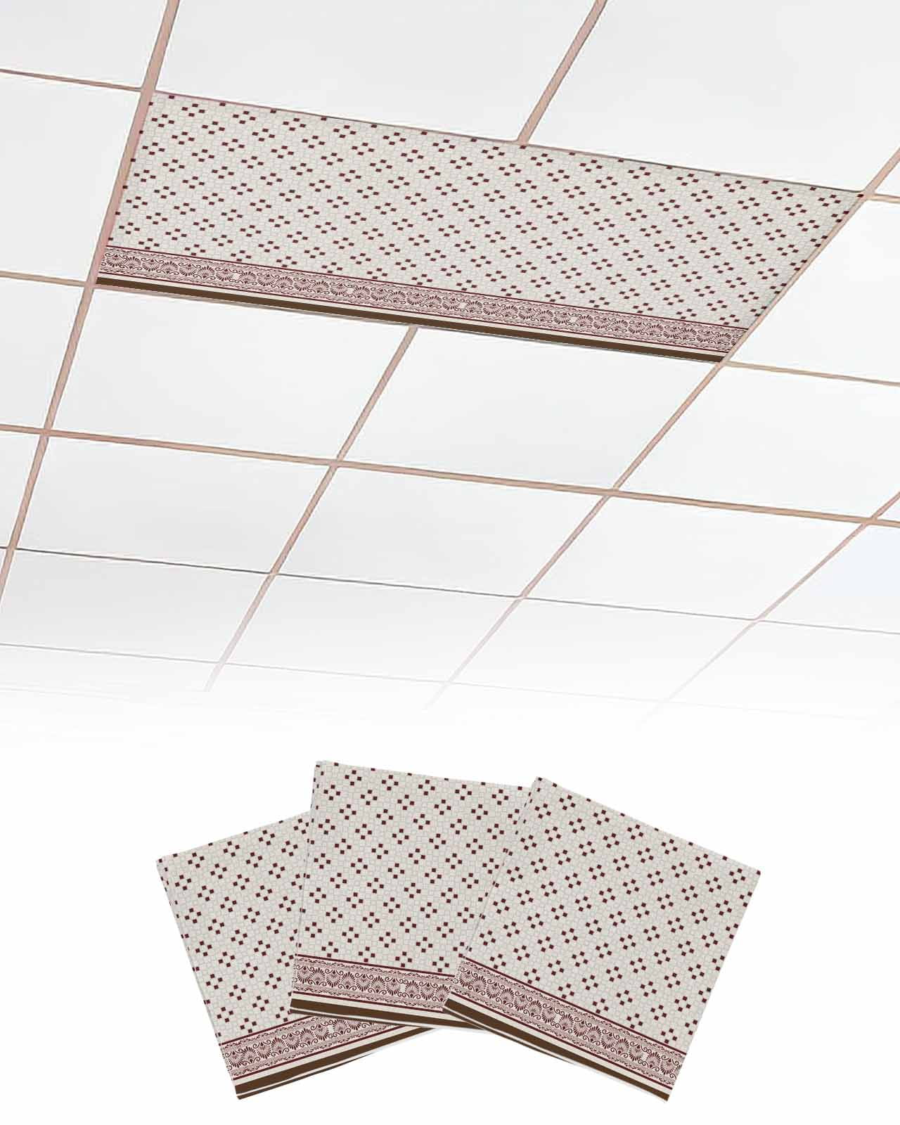 Fluorescent Light Covers for Ceiling Lights 3 Pack,Brown Geometric ...