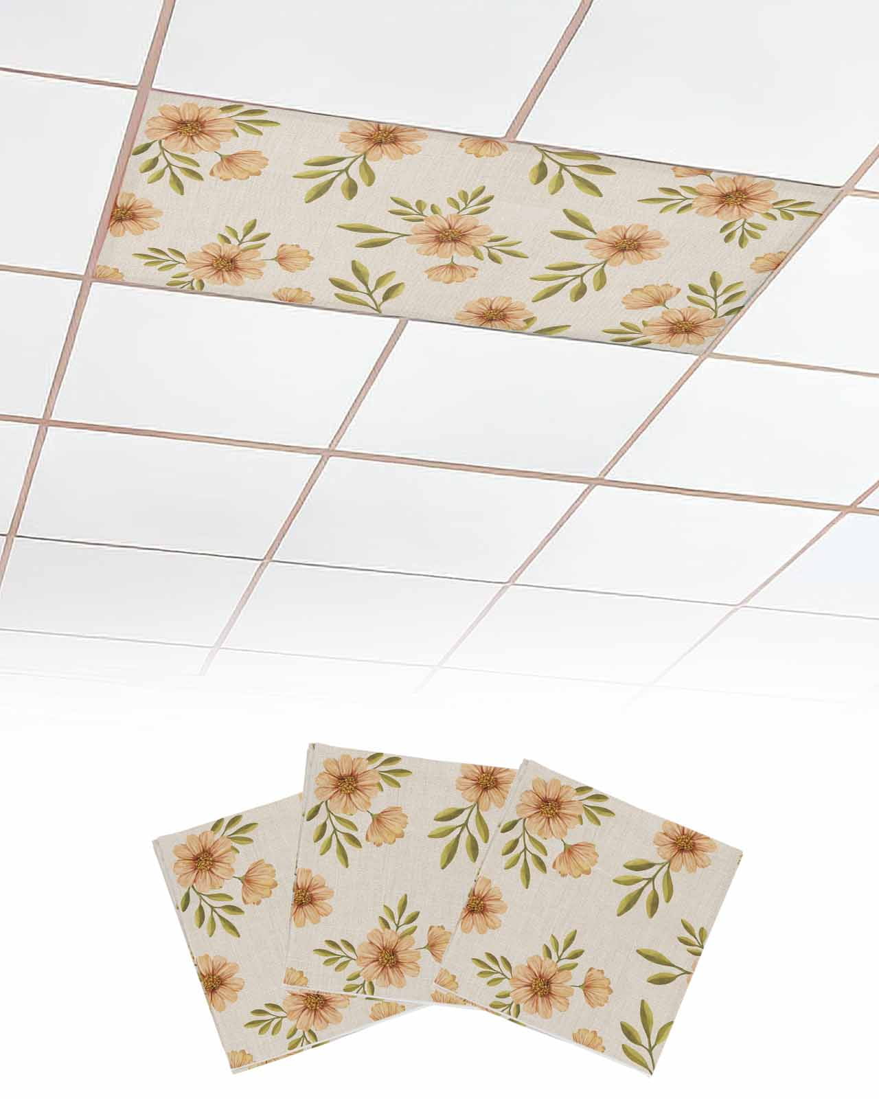 Fluorescent Light Covers for Ceiling Lights 3 Pack, Elegant Flowers ...
