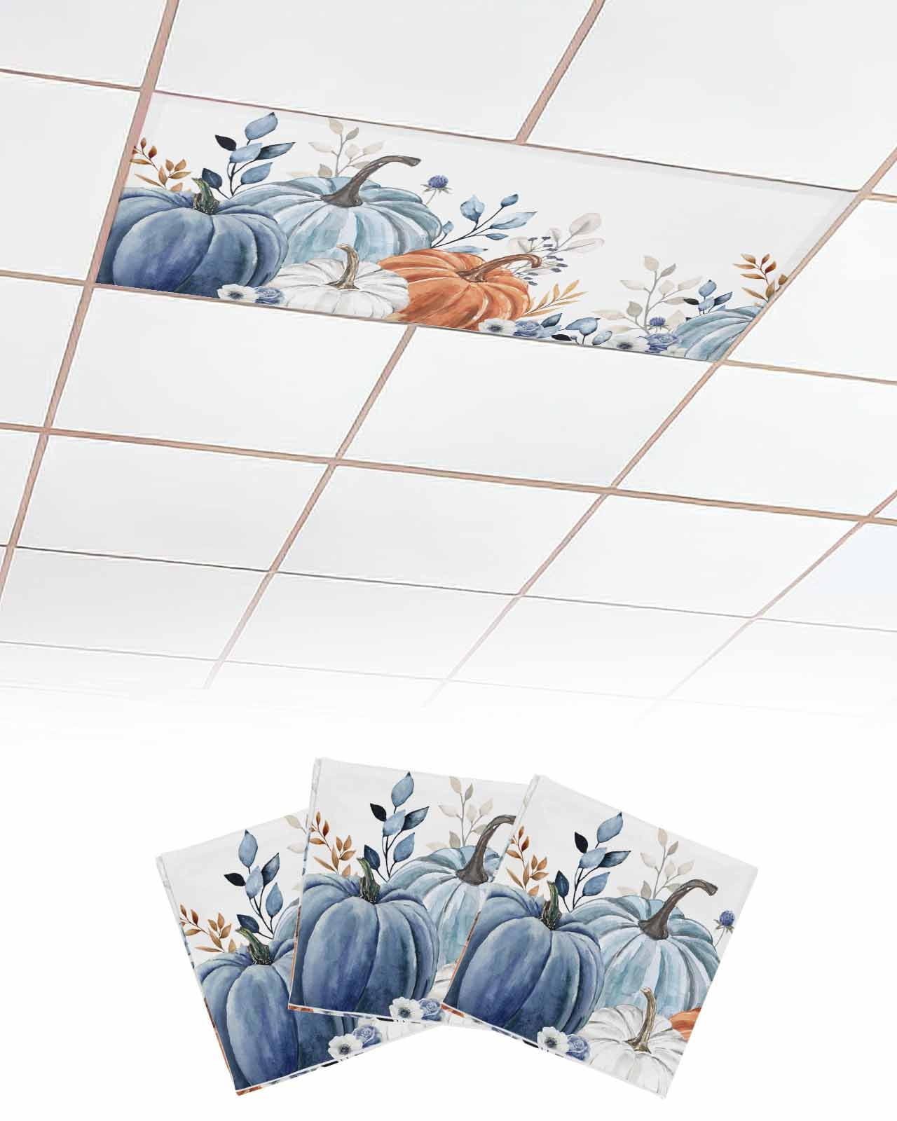 Fluorescent Light Covers for Ceiling Lights 3 Pack, Fall Blue White ...