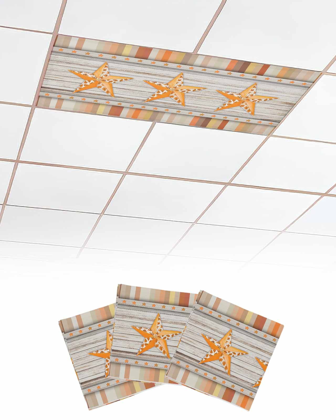 Fluorescent Light Covers for Ceiling Lights 3 Pack, Fall Country Star ...