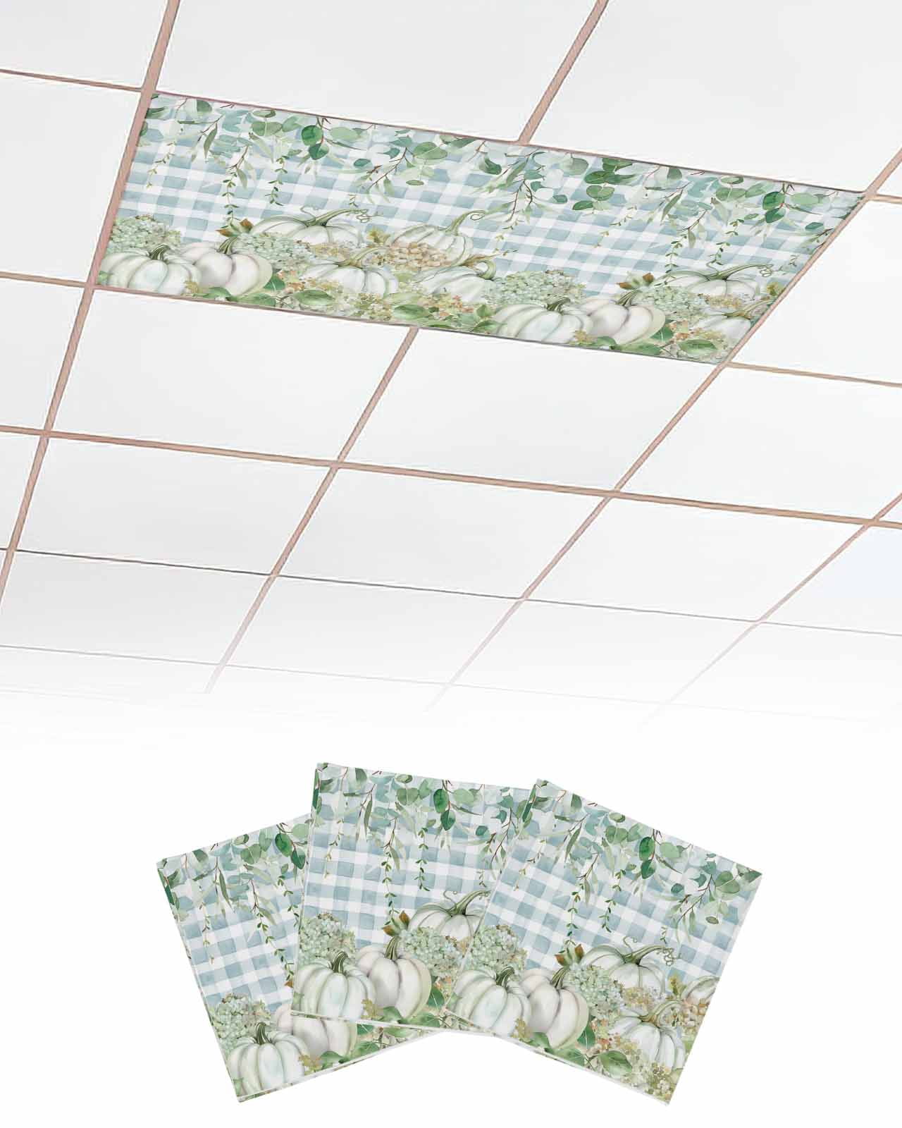 Fluorescent Light Covers for Ceiling Lights 3 Pack, Fall Sage Green ...
