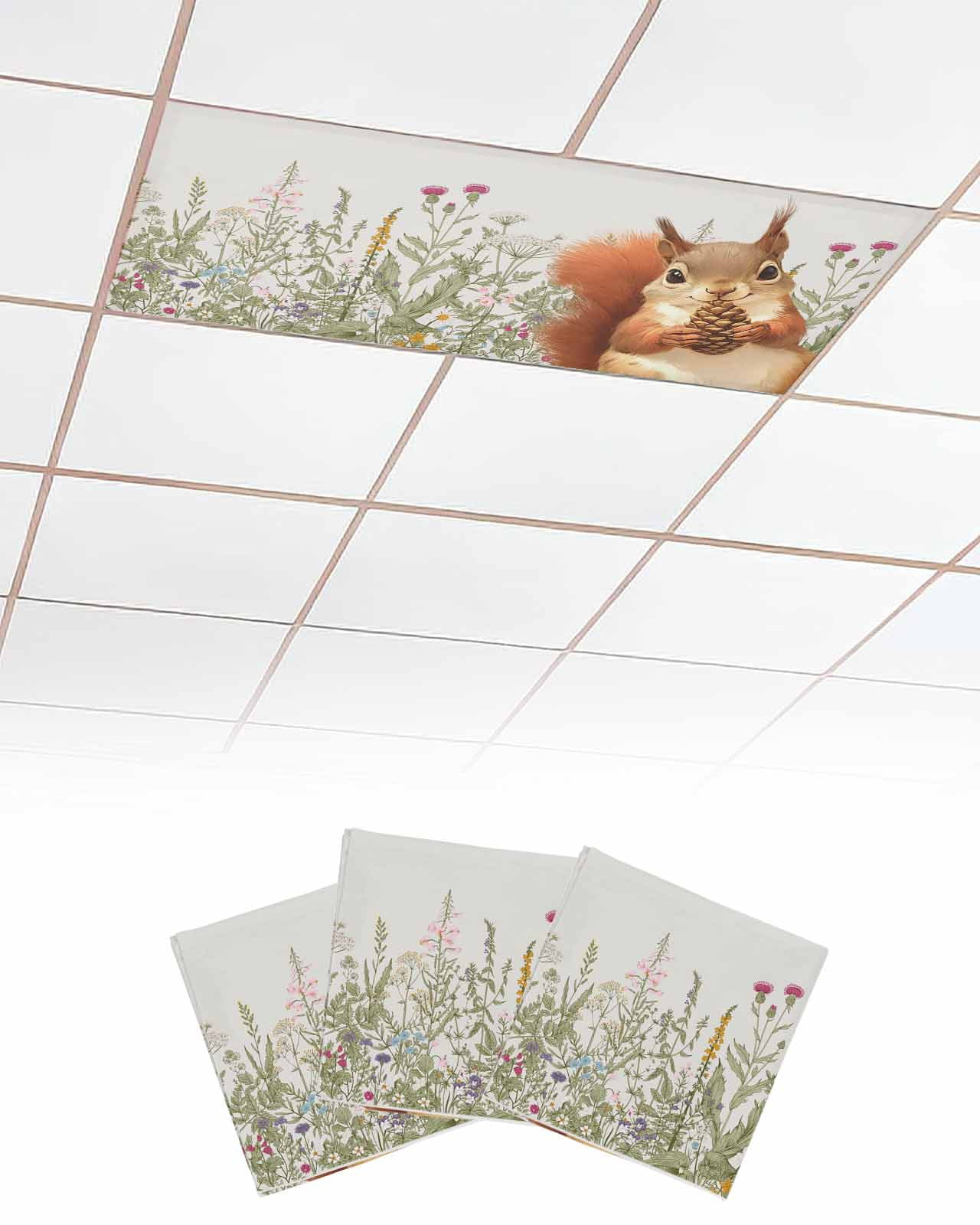Fluorescent Light Covers for Ceiling Lights 3 Pack, Fall Squirrel ...