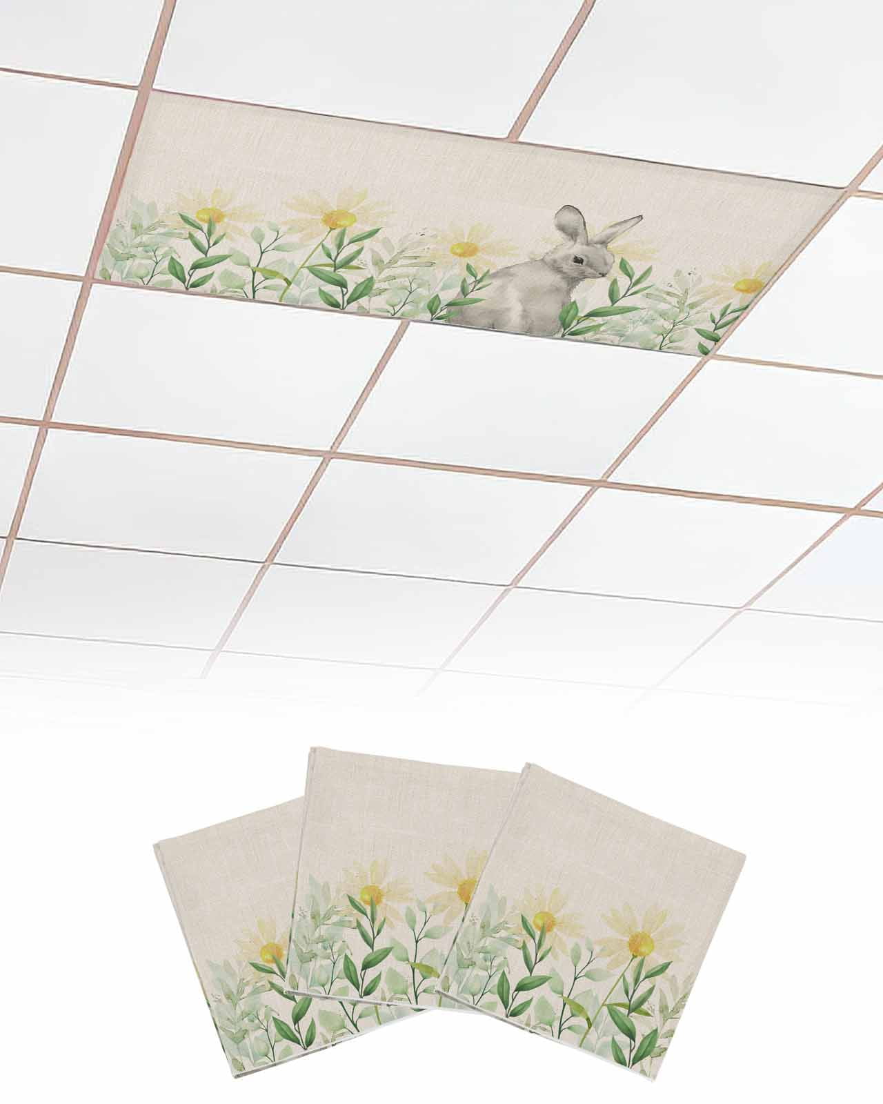 Fluorescent Light Covers for Ceiling Lights 3 Pack, Farmhouse Daisy ...