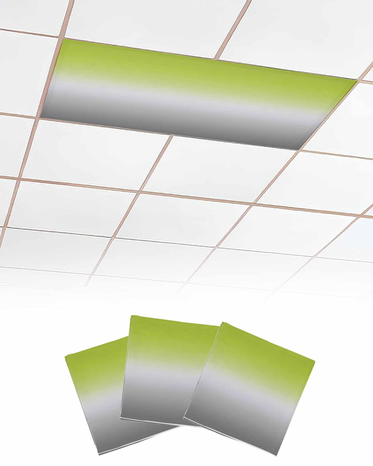 Fluorescent Light Covers for Ceiling Lights 3 Pack, Green Gray Ombre ...