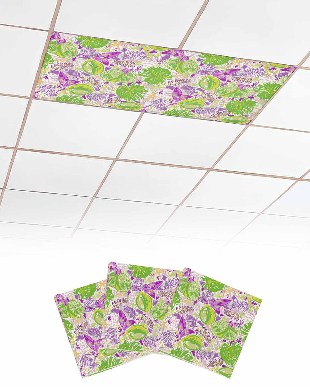 Fluorescent Light Covers for Ceiling Lights 3 Pack, Green Purple ...
