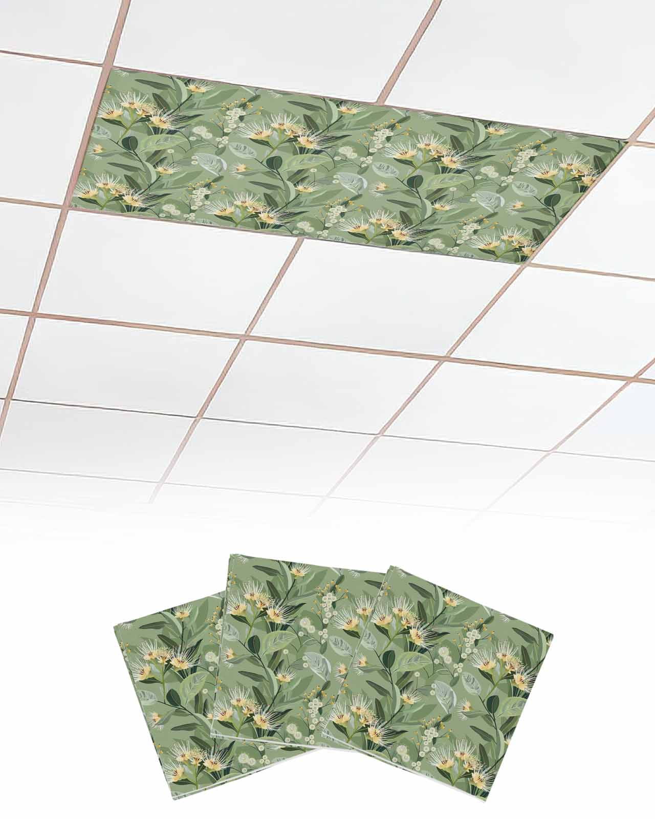 Fluorescent Light Covers for Ceiling Lights 3 Pack, Green Summer ...