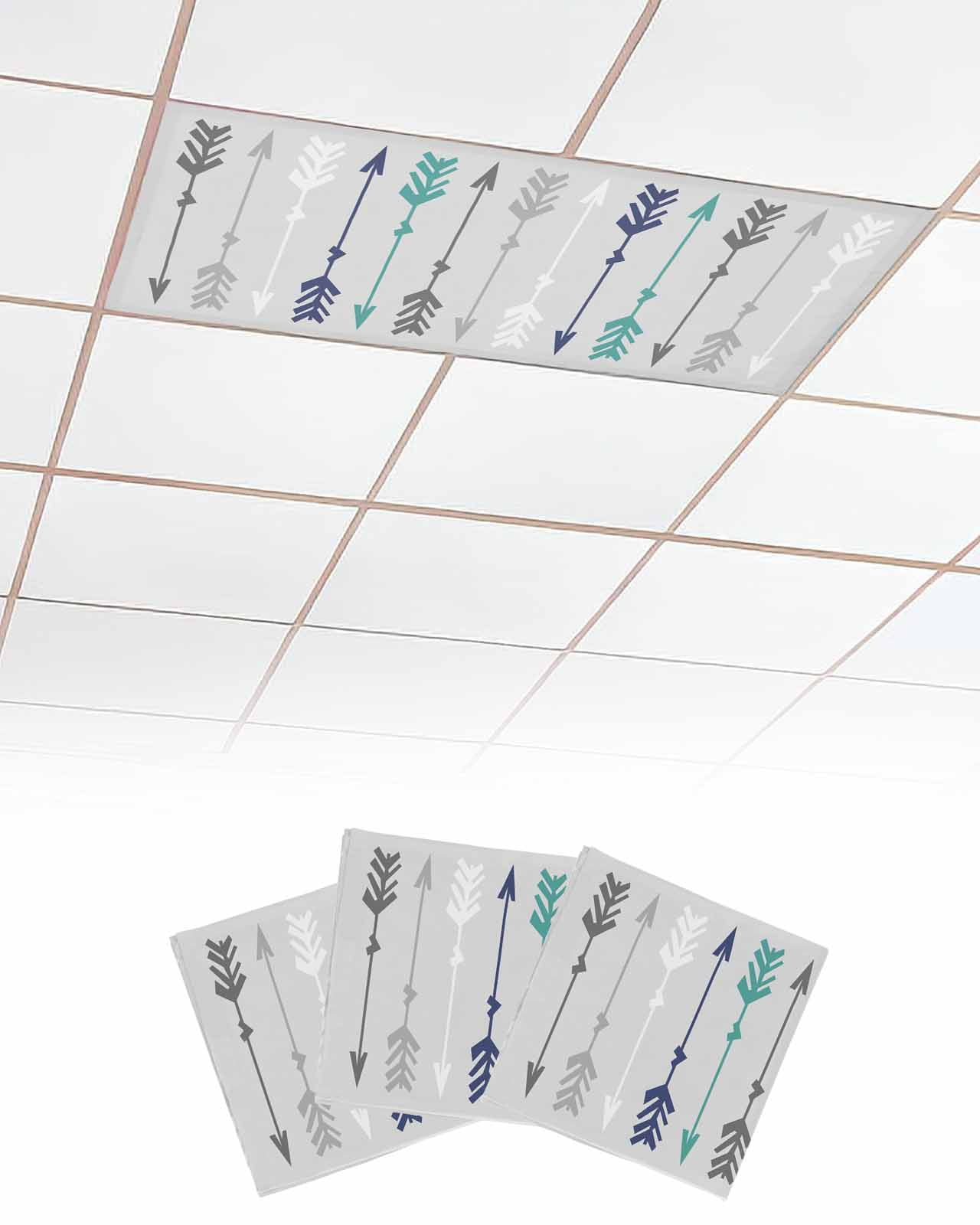 Fluorescent Light Covers for Ceiling Lights 3 Pack, Grey Blue Teal ...