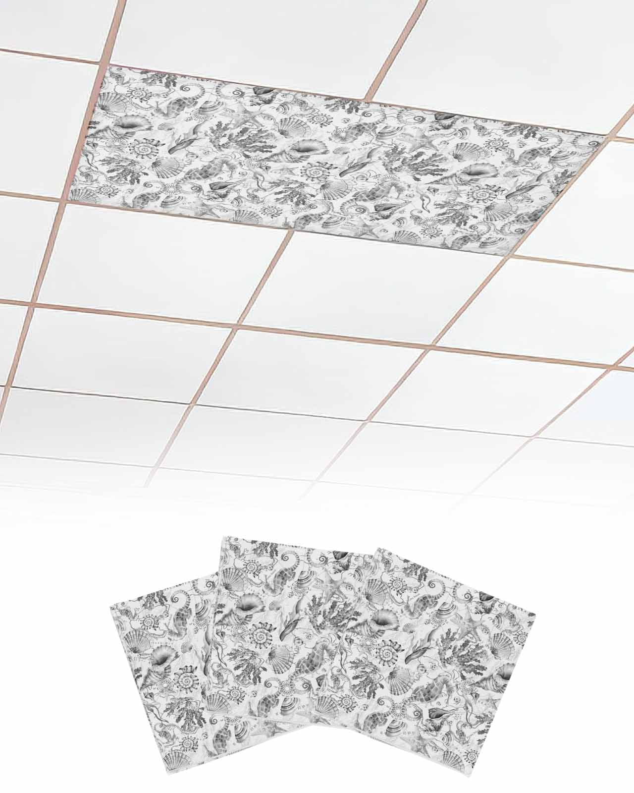 Fluorescent Light Covers for Ceiling Lights 3 Pack, Grey Coastal ...