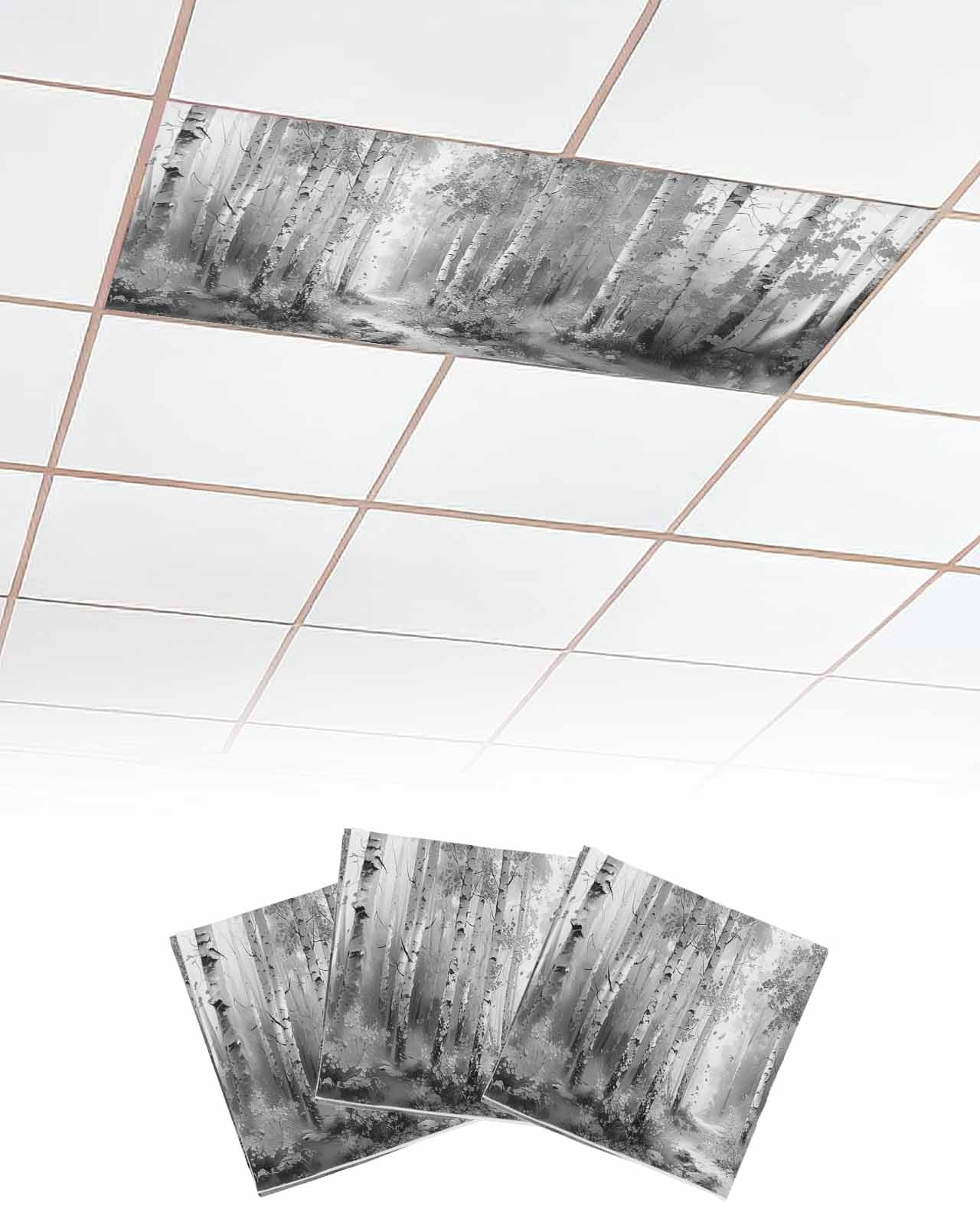 Fluorescent Light Covers for Ceiling Lights 3 Pack, Grey Magnetic ...