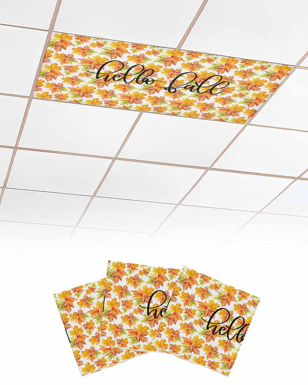 Fluorescent Light Covers for Ceiling Lights 3 Pack, Hello Fall Magnetic ...