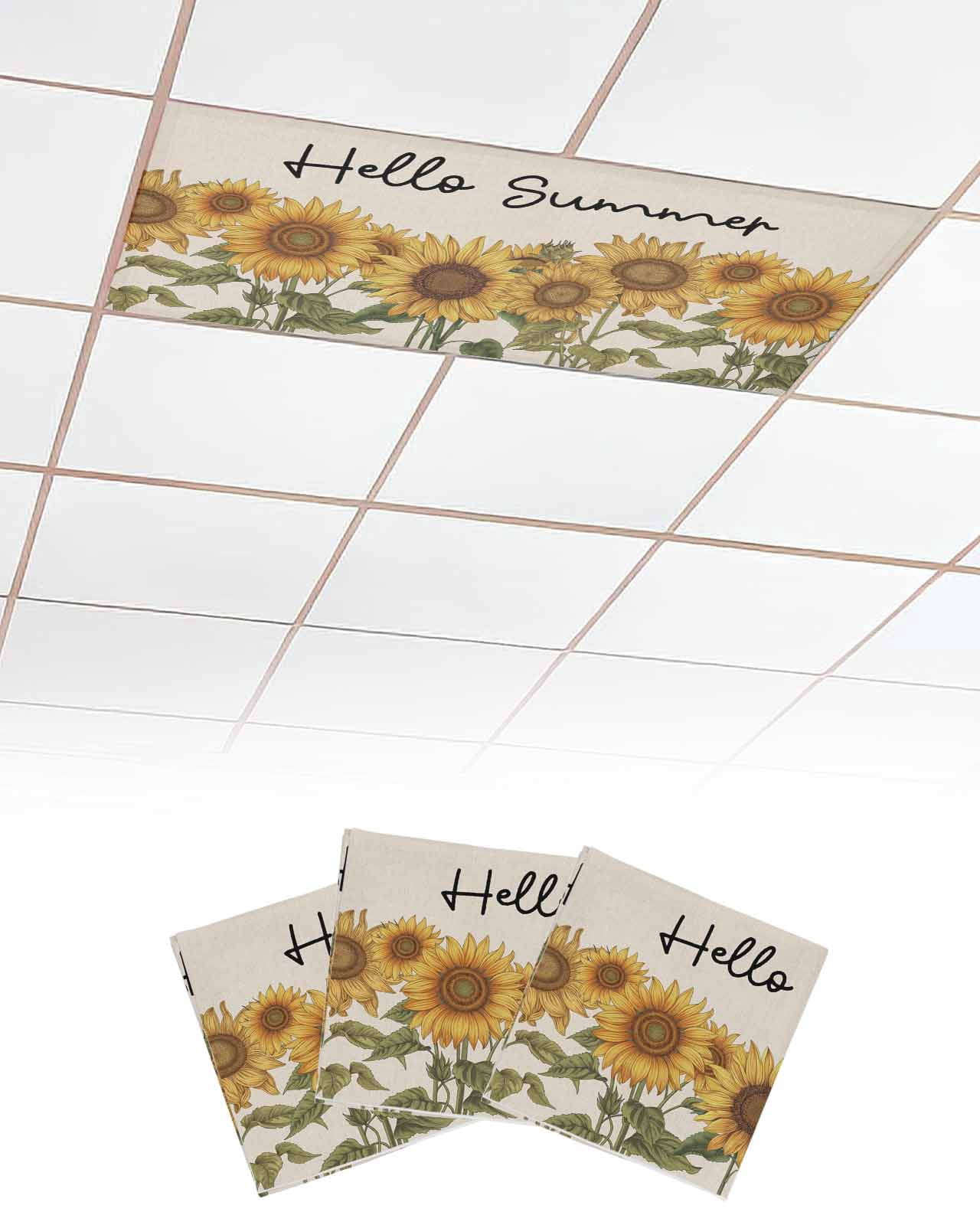 Fluorescent Light Covers for Ceiling Lights 3 Pack, Hello Summer ...