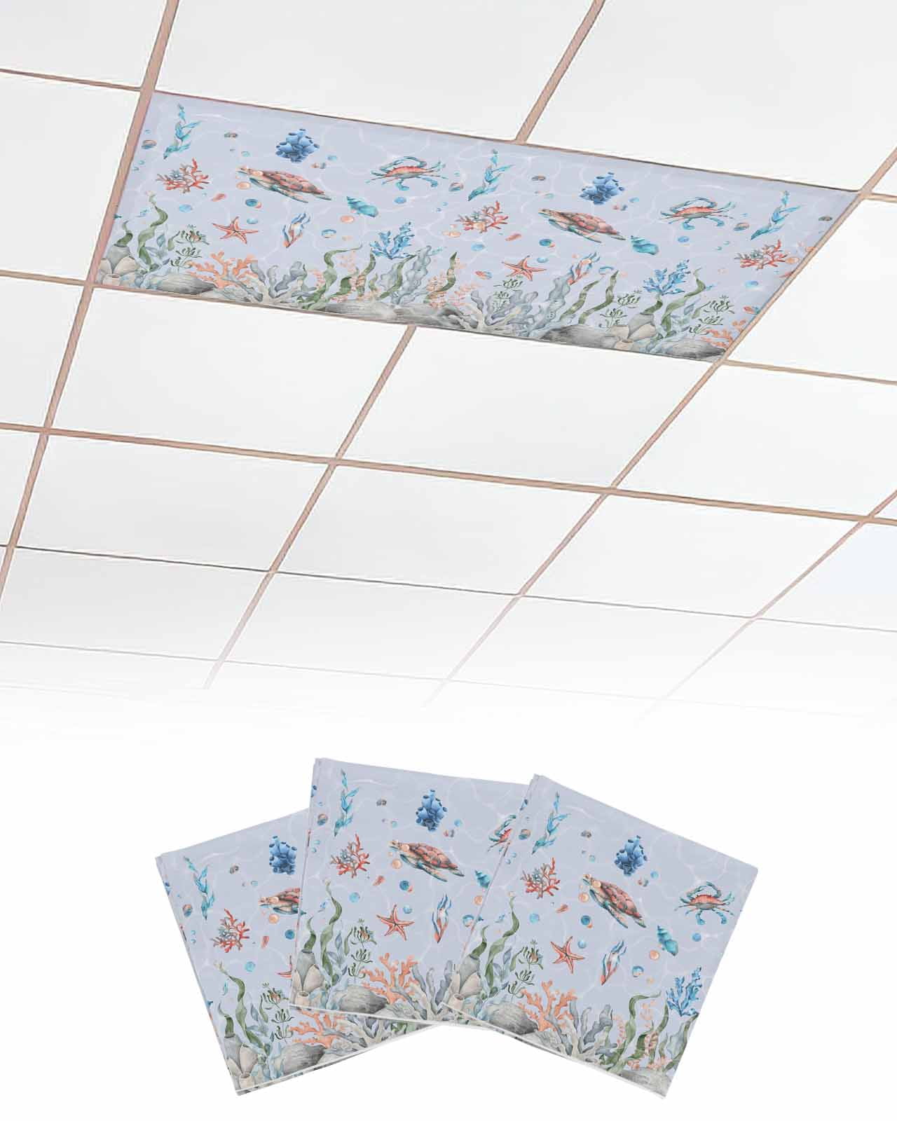 Fluorescent Light Covers for Ceiling Lights 3 Pack, Nautical Beach ...
