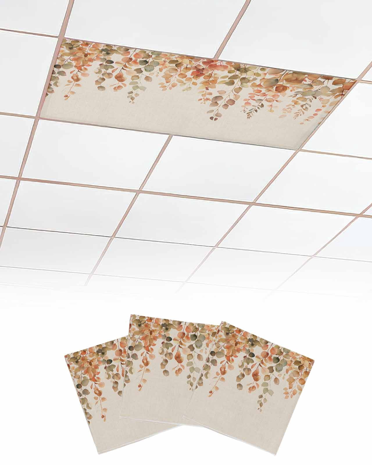 Fluorescent Light Covers for Ceiling Lights 3 Pack,Orange Botanical ...