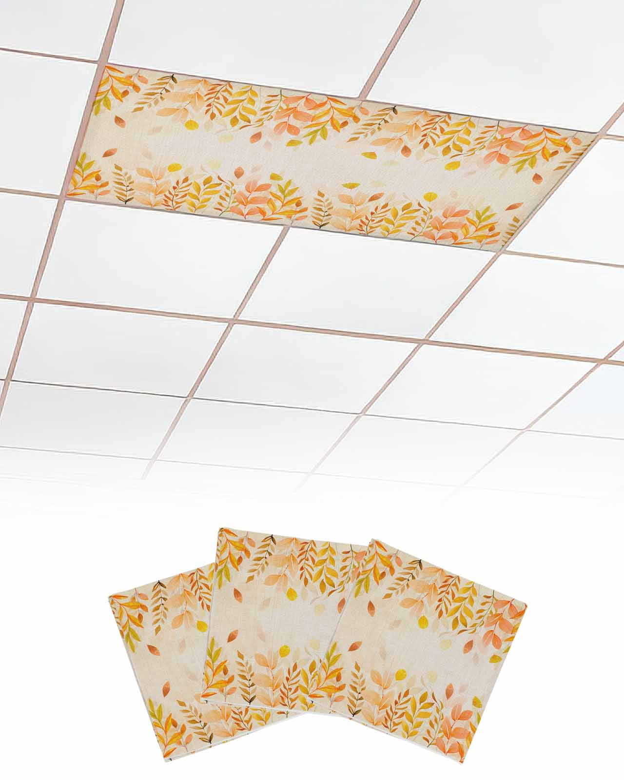 Fluorescent Light Covers for Ceiling Lights 3 Pack, Orange Botanical ...