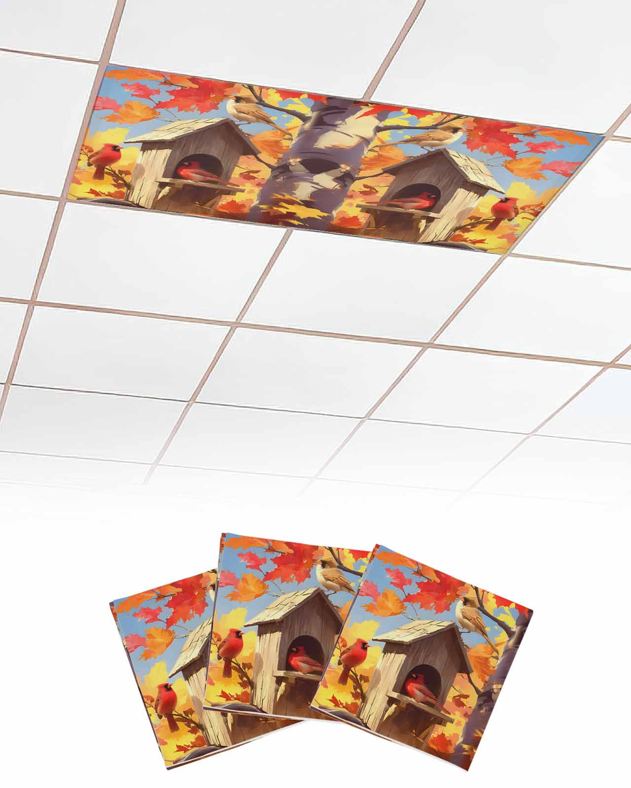 Fluorescent Light Covers for Ceiling Lights 3 Pack, Orange Red Fall ...