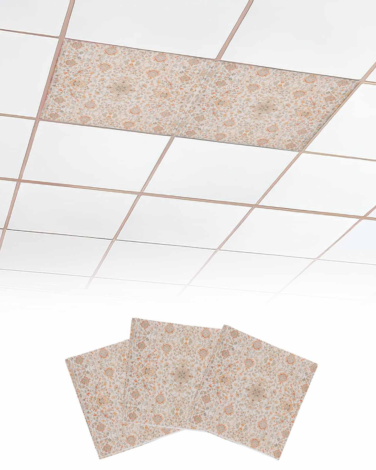 Fluorescent Light Covers for Ceiling Lights 3 Pack, Orange Vintage Boho ...