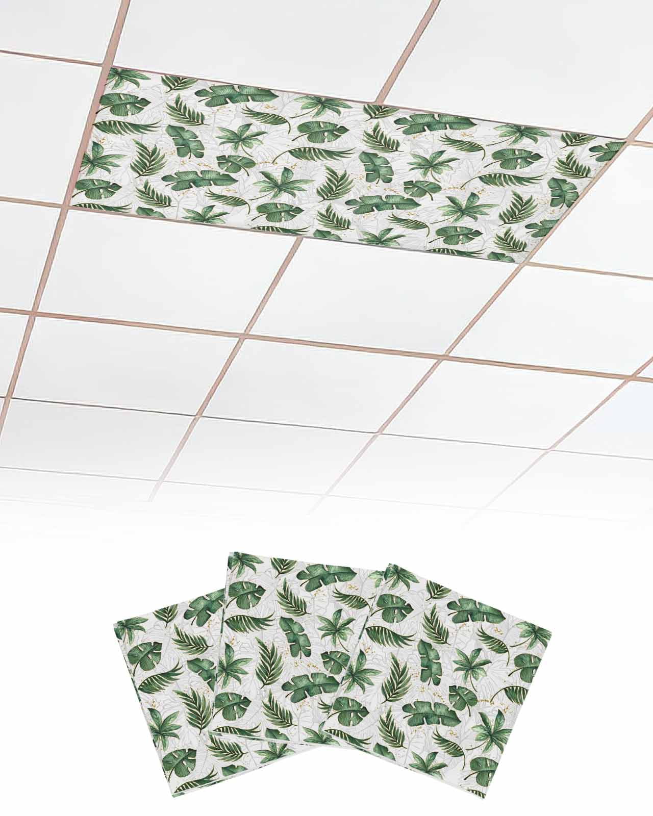 Fluorescent Light Covers for Ceiling Lights 3 Pack, Palm Leaves ...