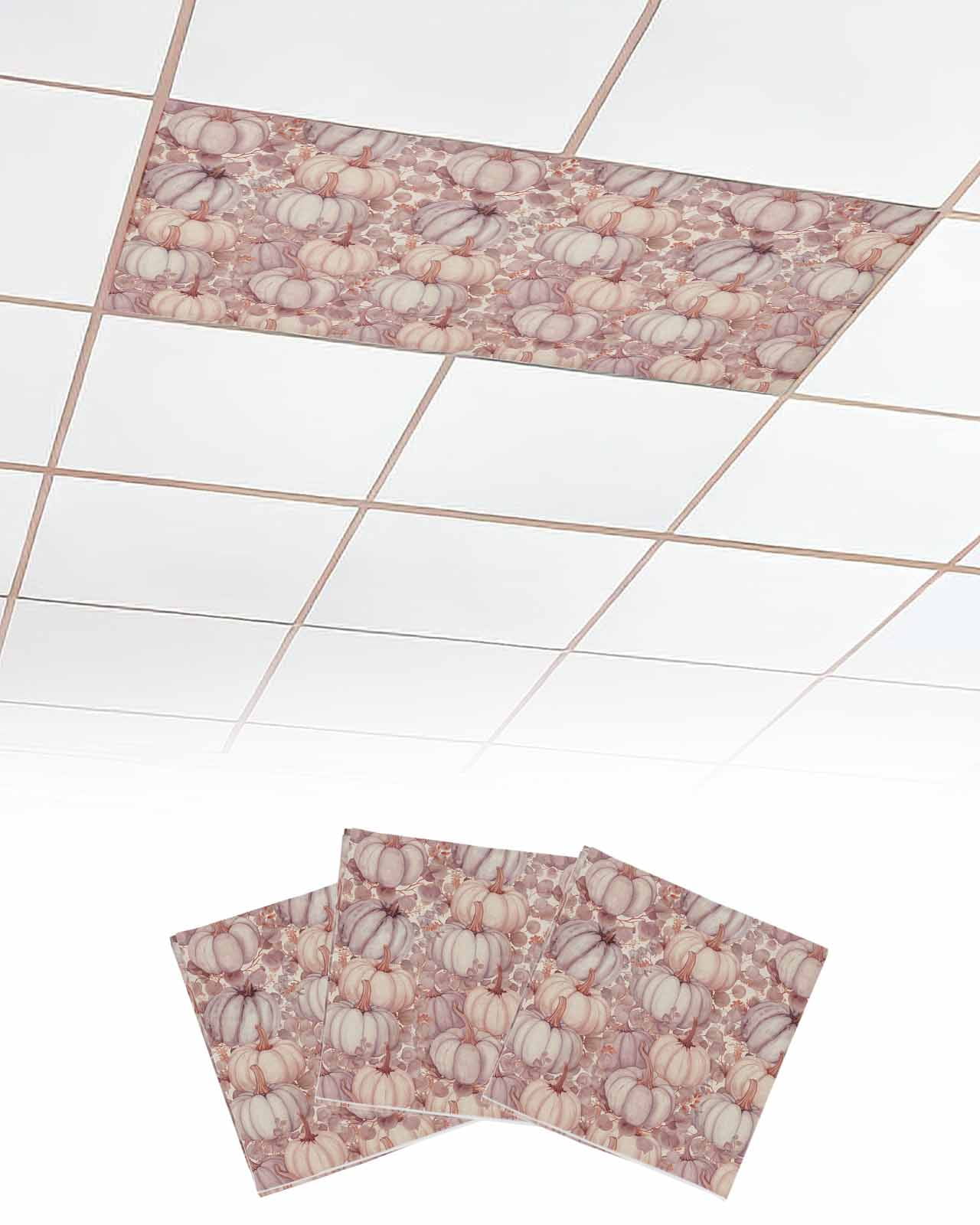 Fluorescent Light Covers for Ceiling Lights 3 Pack, Pink Pumpkins Fall ...