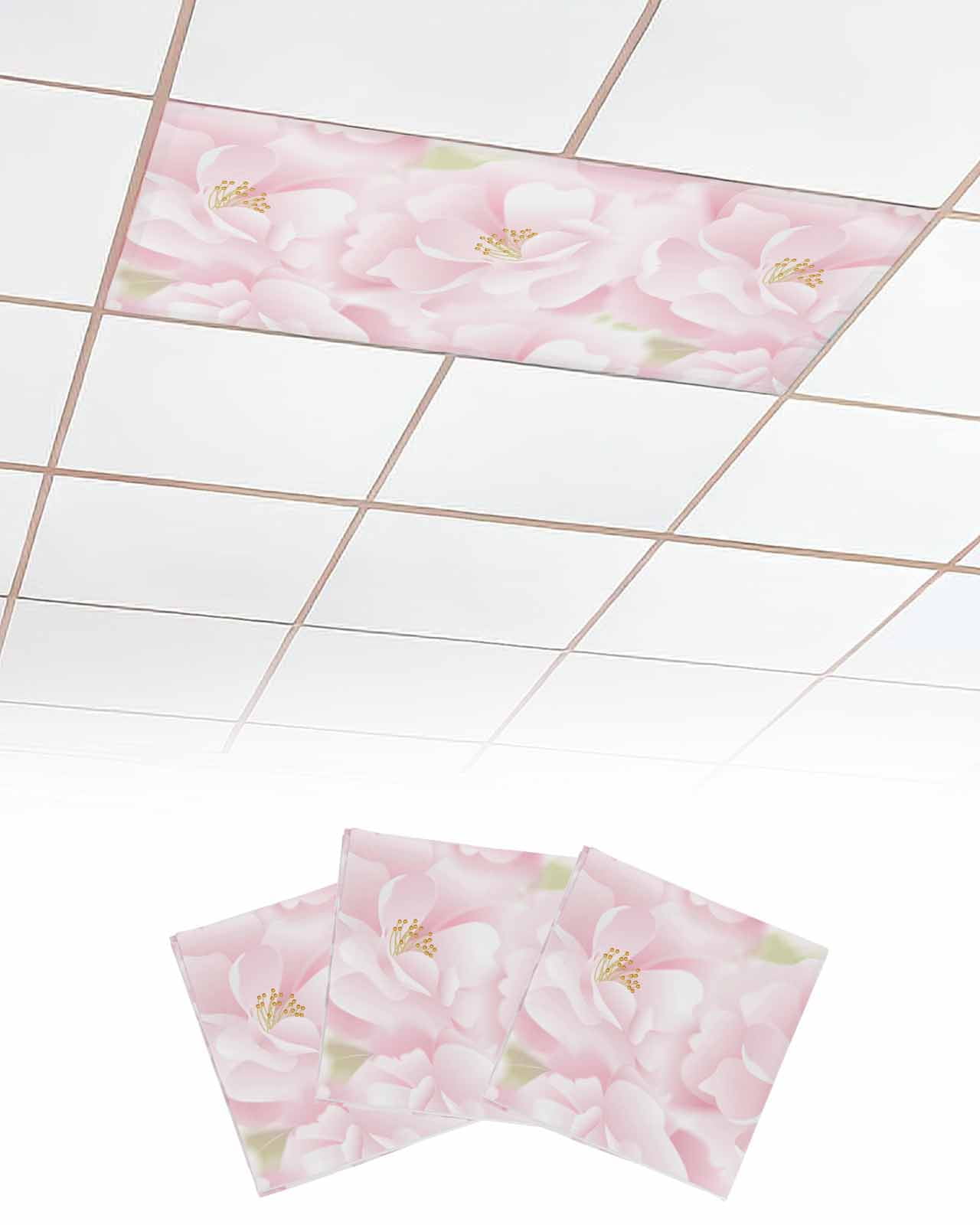 Fluorescent Light Covers for Ceiling Lights 3 Pack, Pink Spring Floral ...