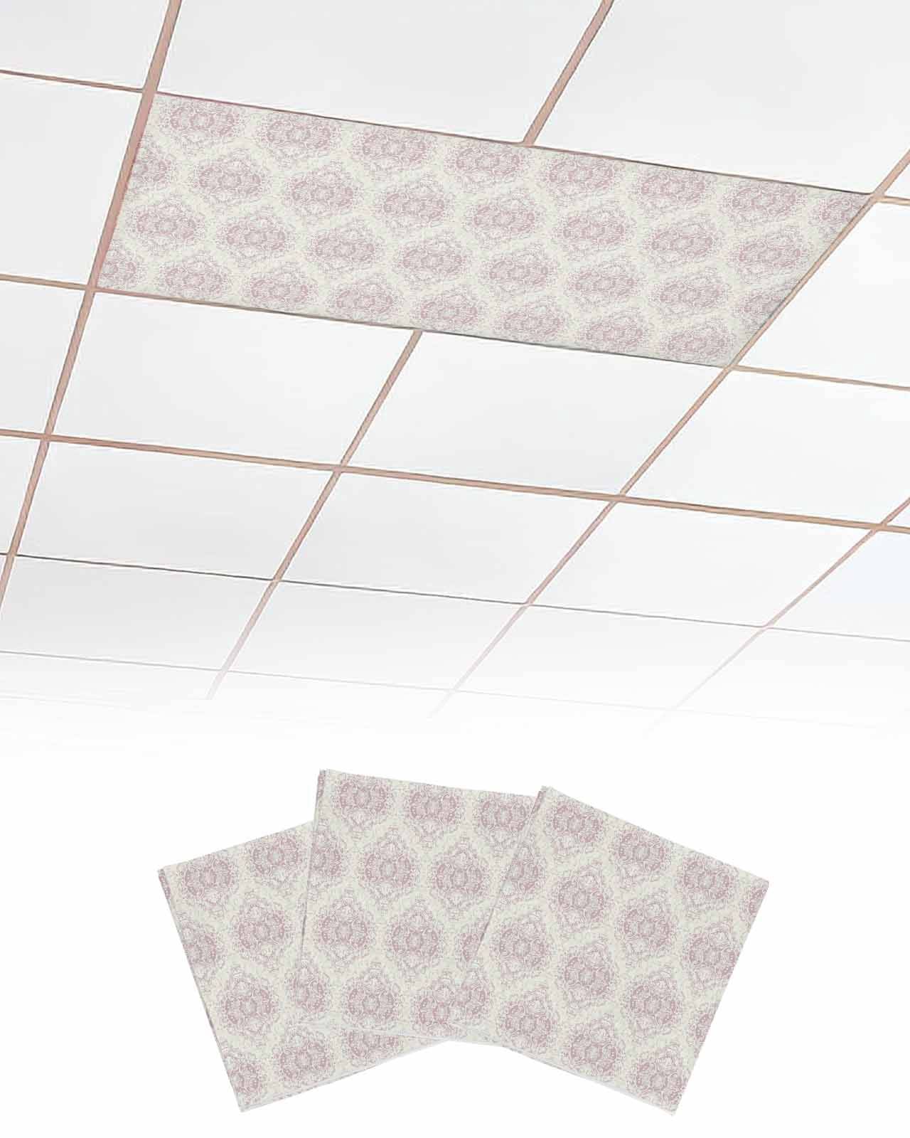 Fluorescent Light Covers for Ceiling Lights 3 Pack, Purple Boho Ethnic ...